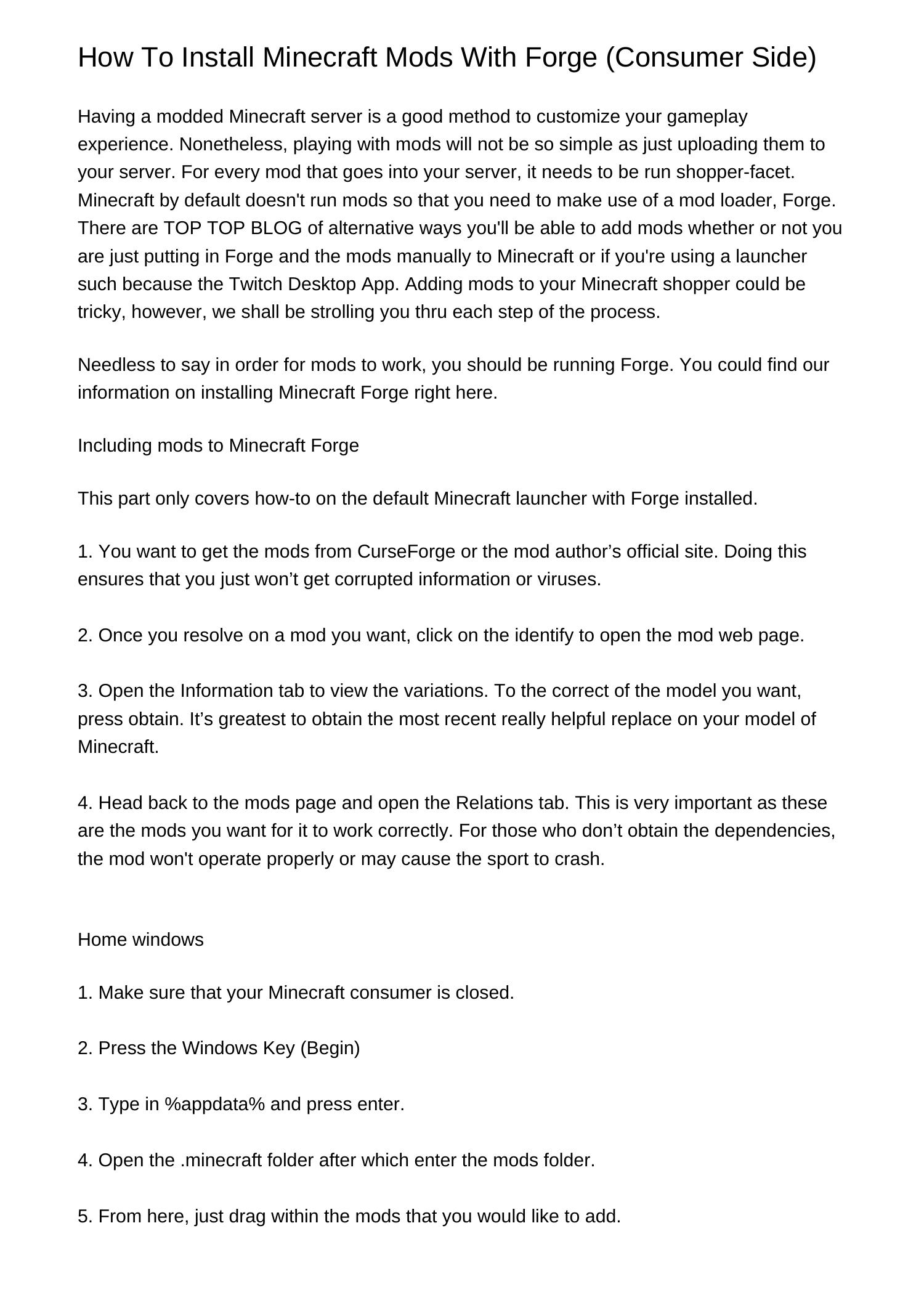 How To Install Minecraft Mods With Forge Client Facetsllxk.pdf.pdf | DocDroid