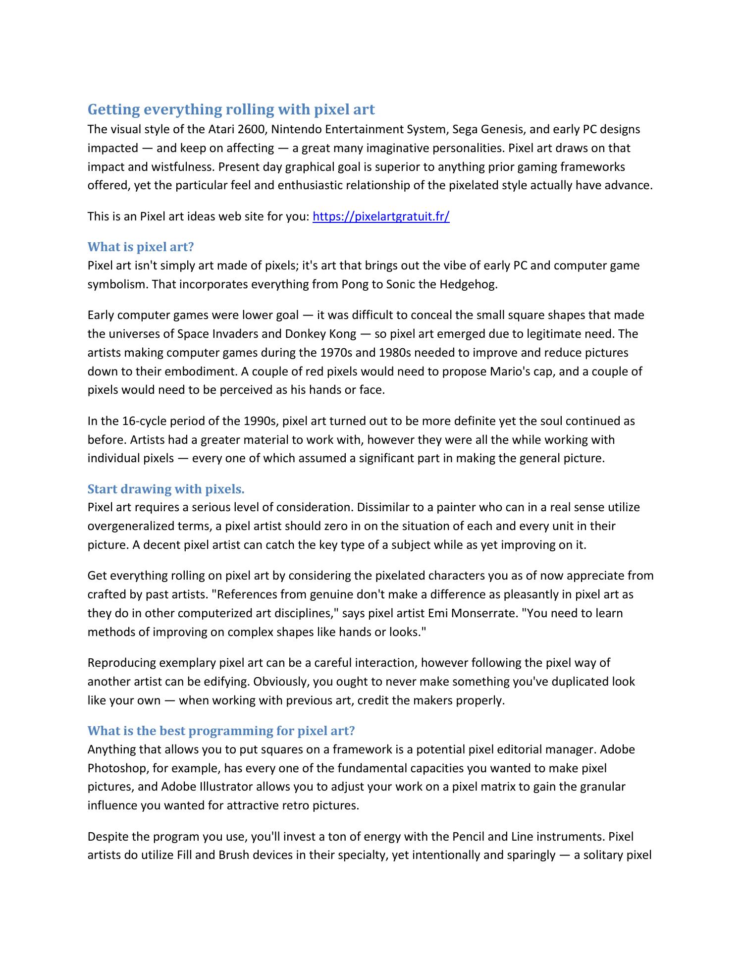 Pixel Art Tutorial - How to Make Pixel Art.docx | DocDroid