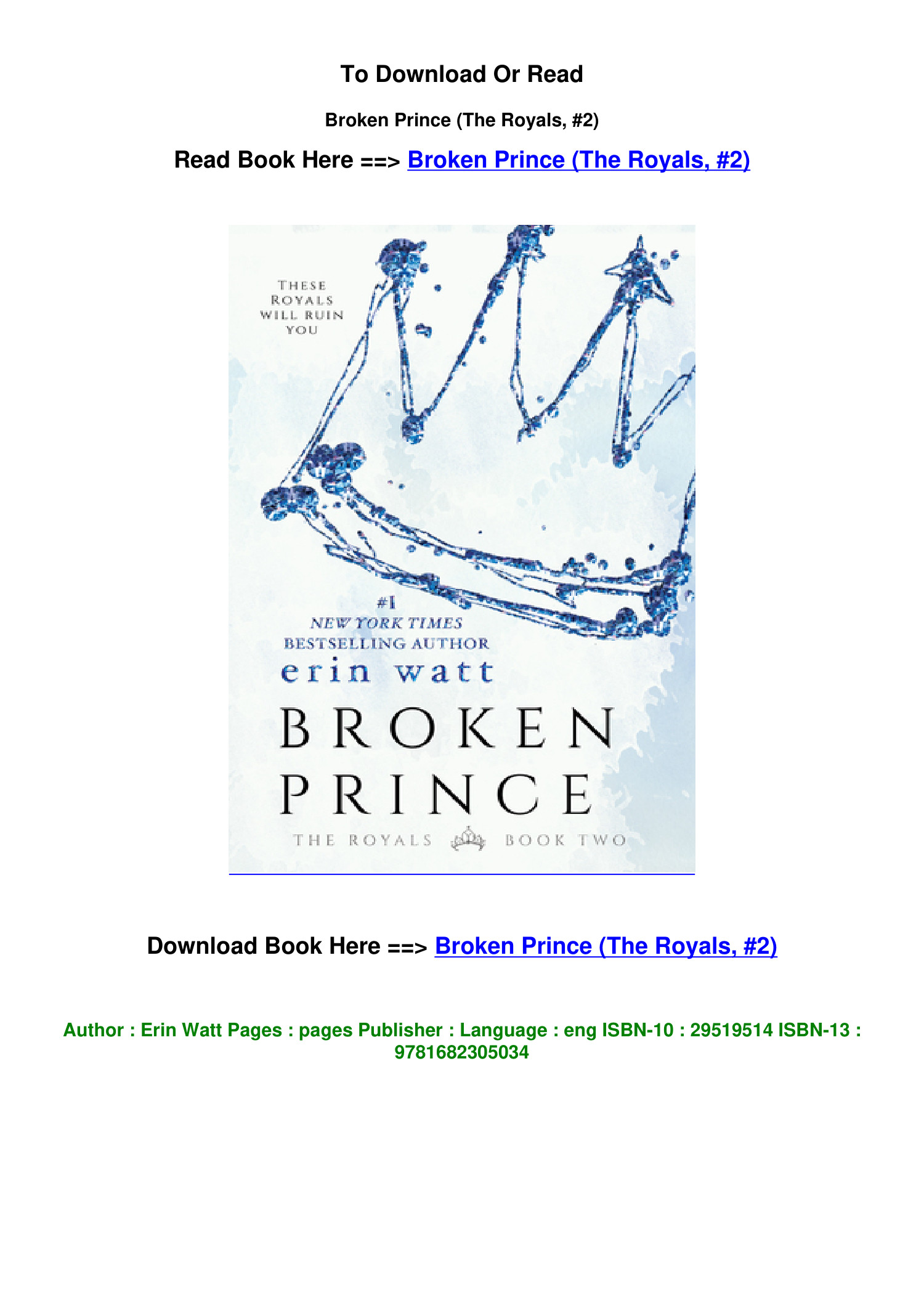 pdf Download Broken Prince The Royals 2 BY Erin Watt.pdf | DocDroid