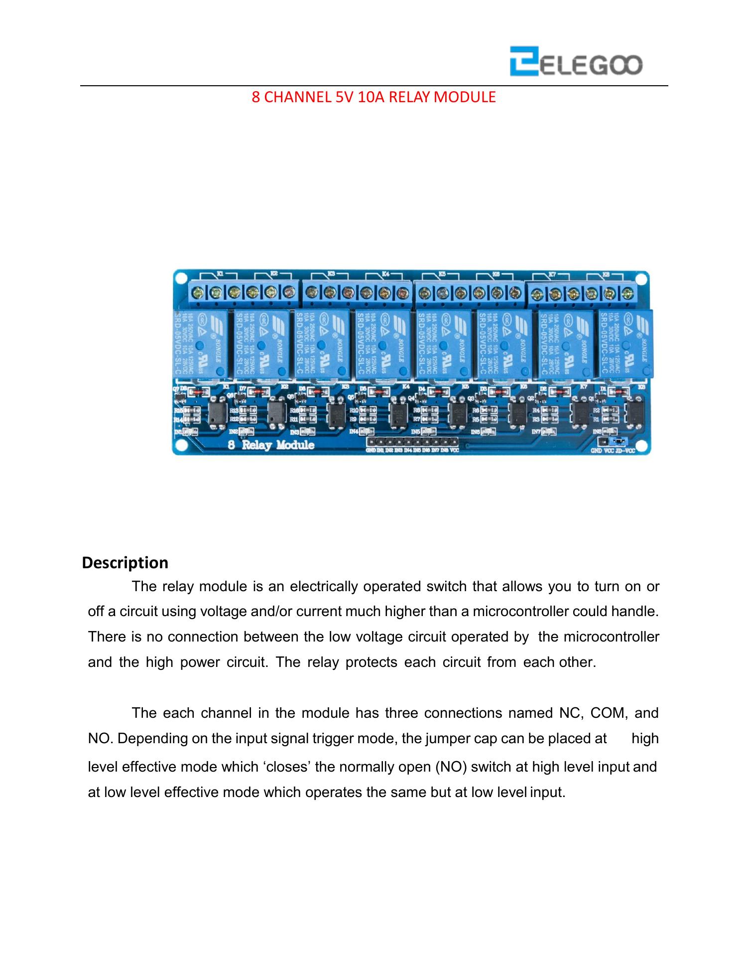 8 CHANNEL 5V 10A RELAY MODULE.pdf | DocDroid