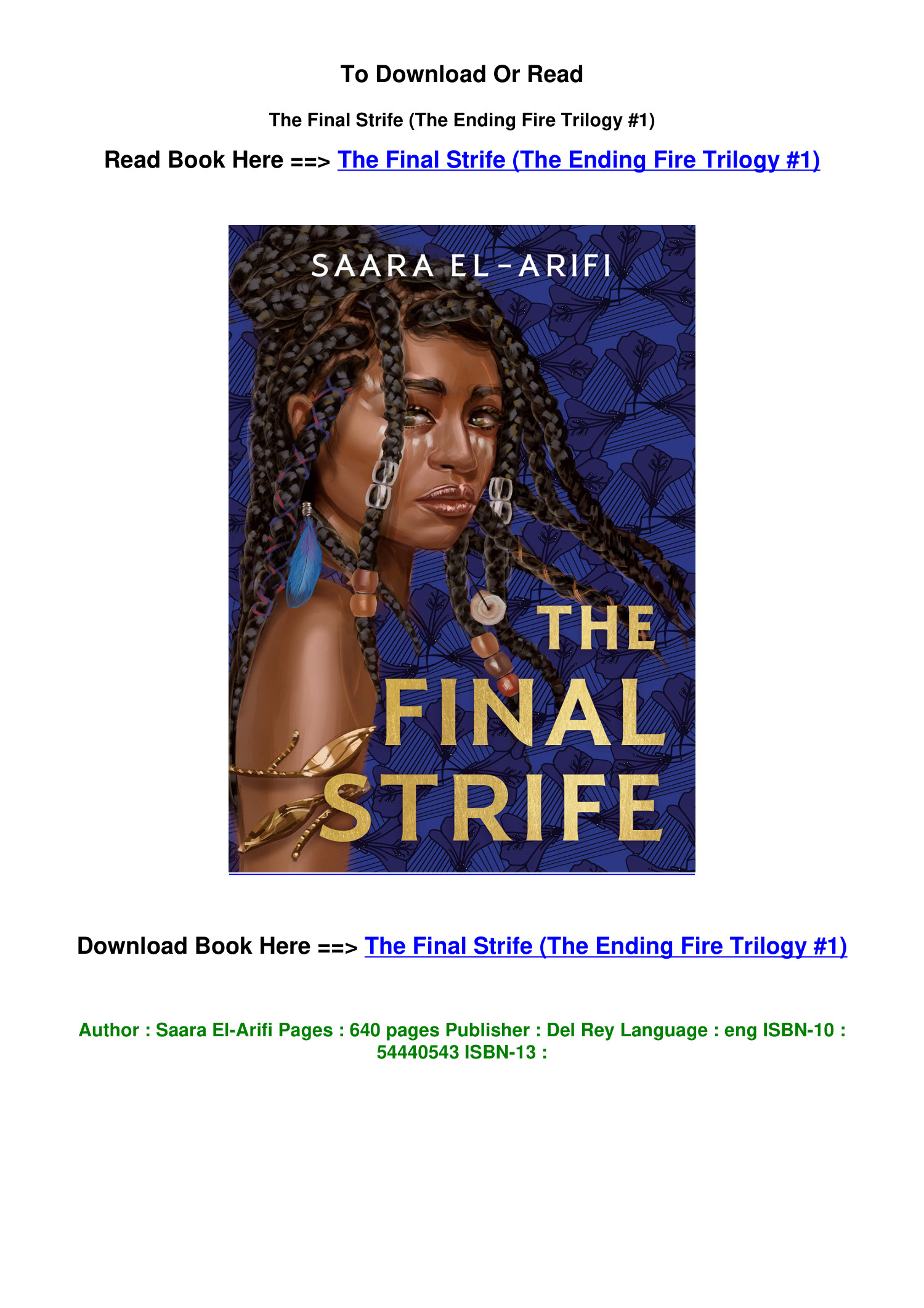 Download PDF The Final Strife The Ending Fire Trilogy 1 BY Saara El Arifi.pdf | DocDroid