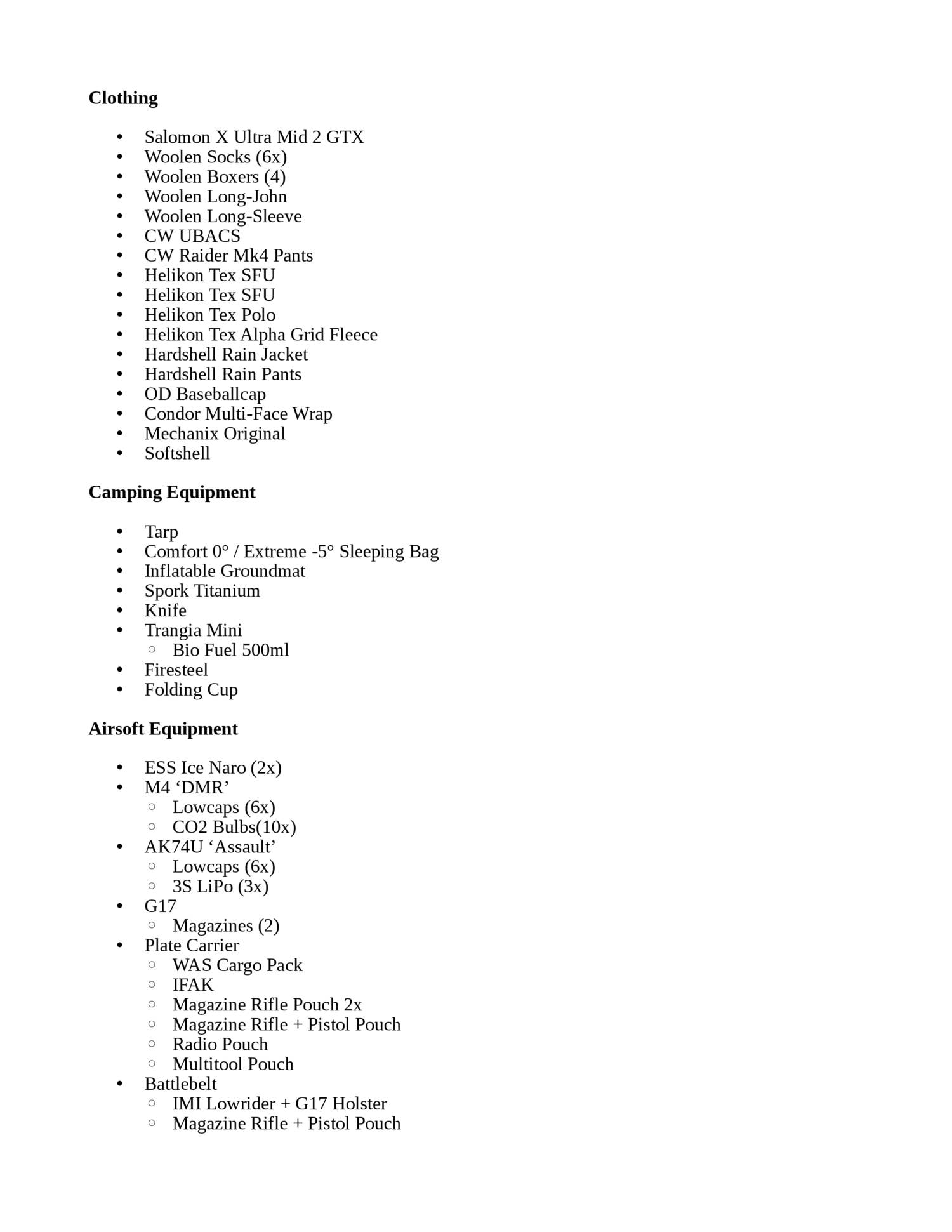 Packing List.odt | DocDroid