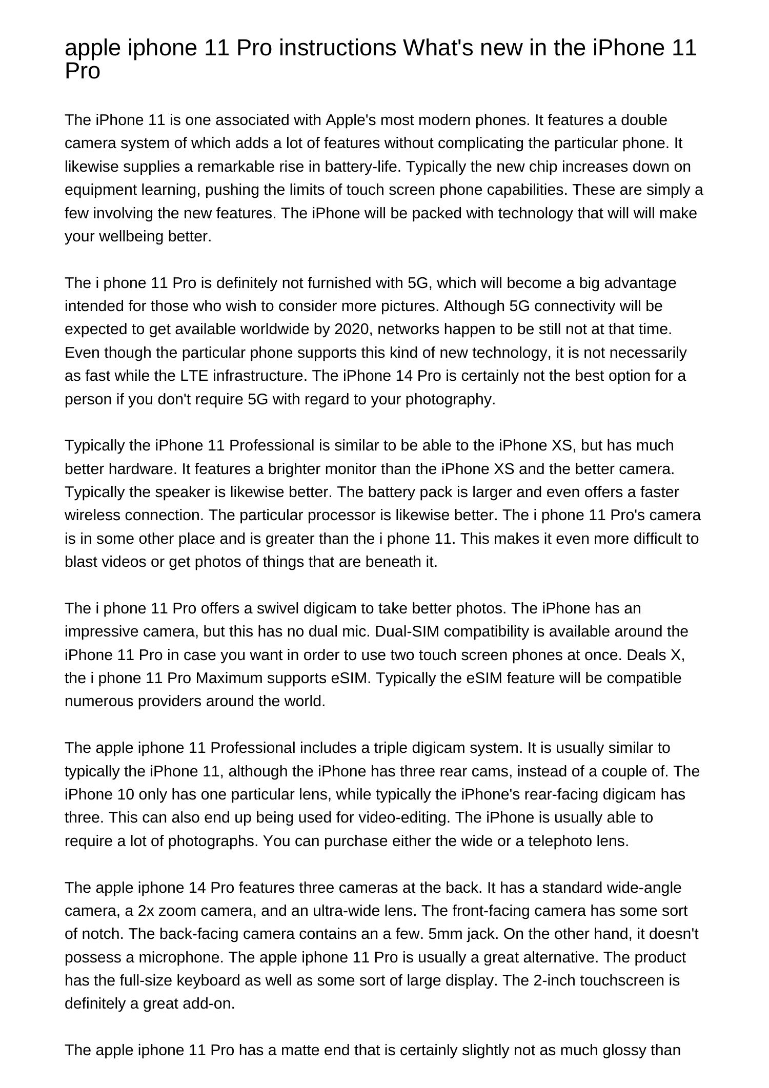 apple iphone 11 Pro instructions Whats new within the iPhone 11 ...