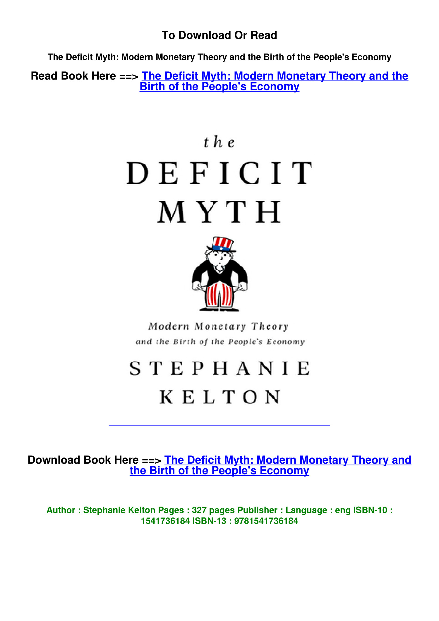 Pdf Download The Deficit Myth Modern Monetary Theory and the Birth of ...