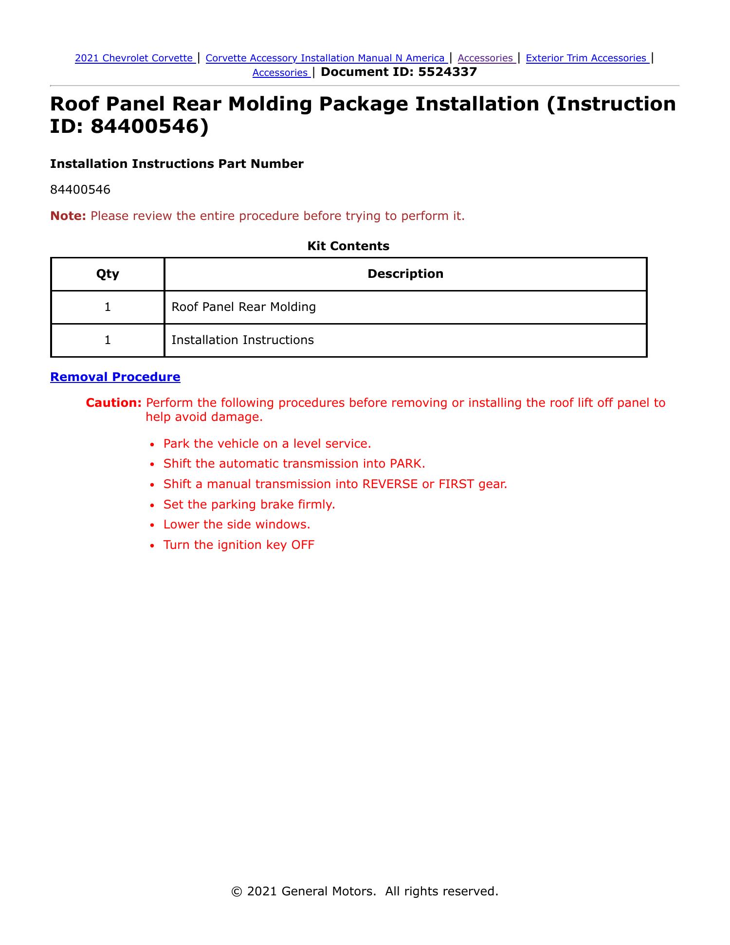 C8 Corvette Carbon Fiber Roof Bow Installation Instructions.pdf | DocDroid