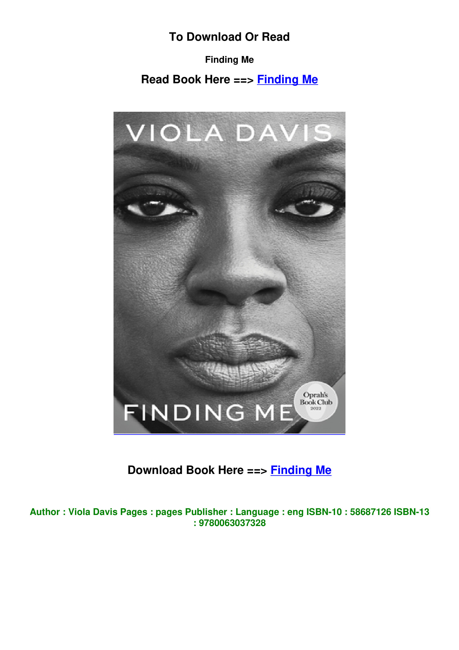 pdf DOWNLOAD Finding Me By Viola Davis.pdf | DocDroid