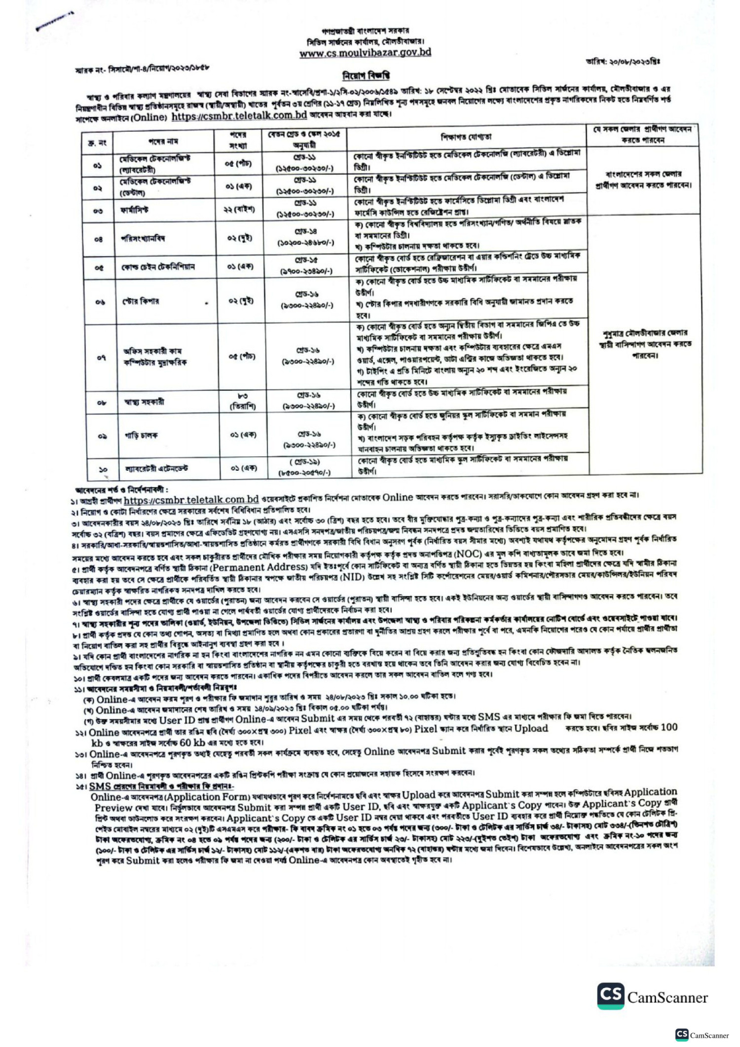 Civil Surgeon Office Moulvibazar Job Circular 2023.pdf | DocDroid