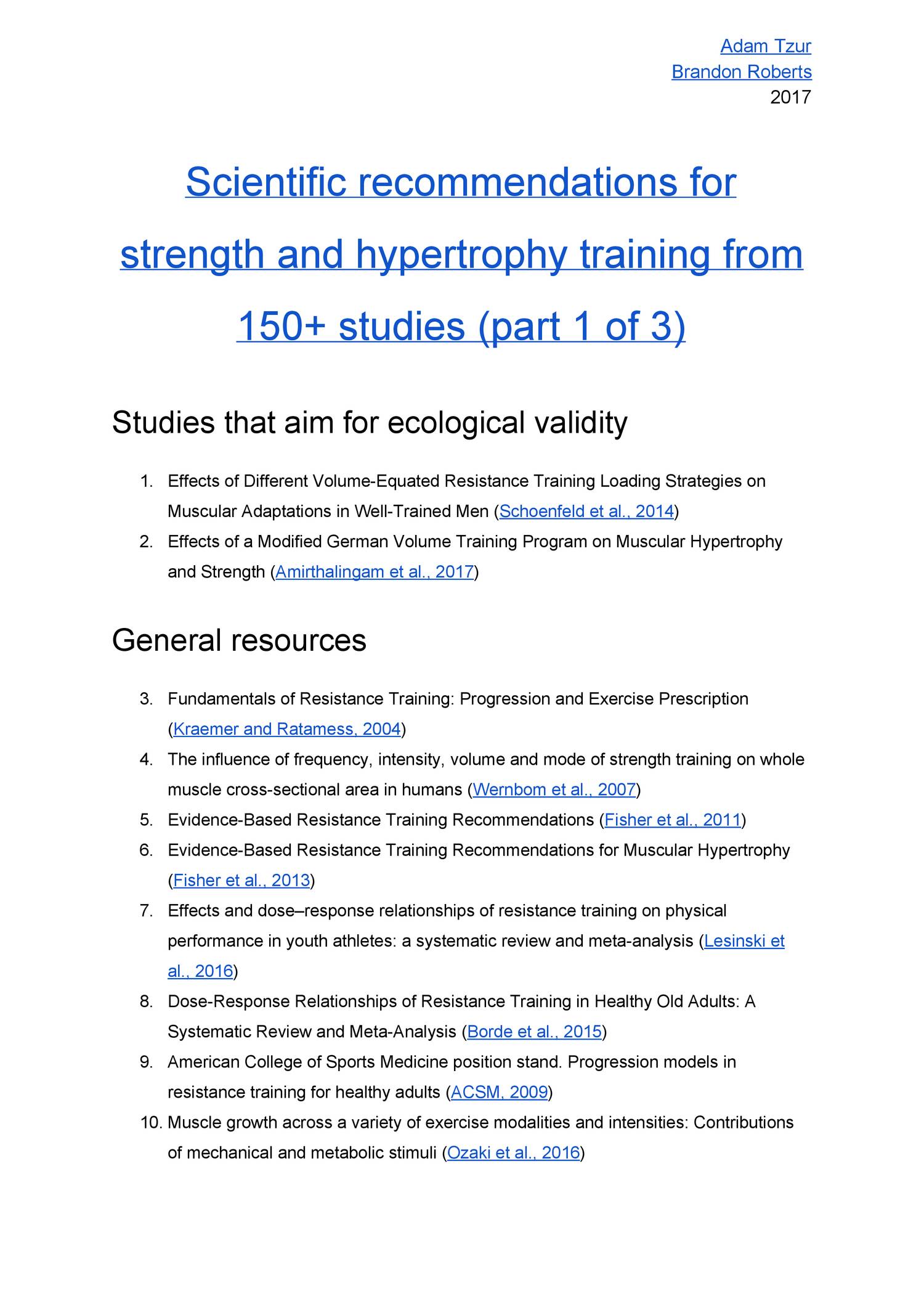 150 studies from Scientific recommendations for strength and ...