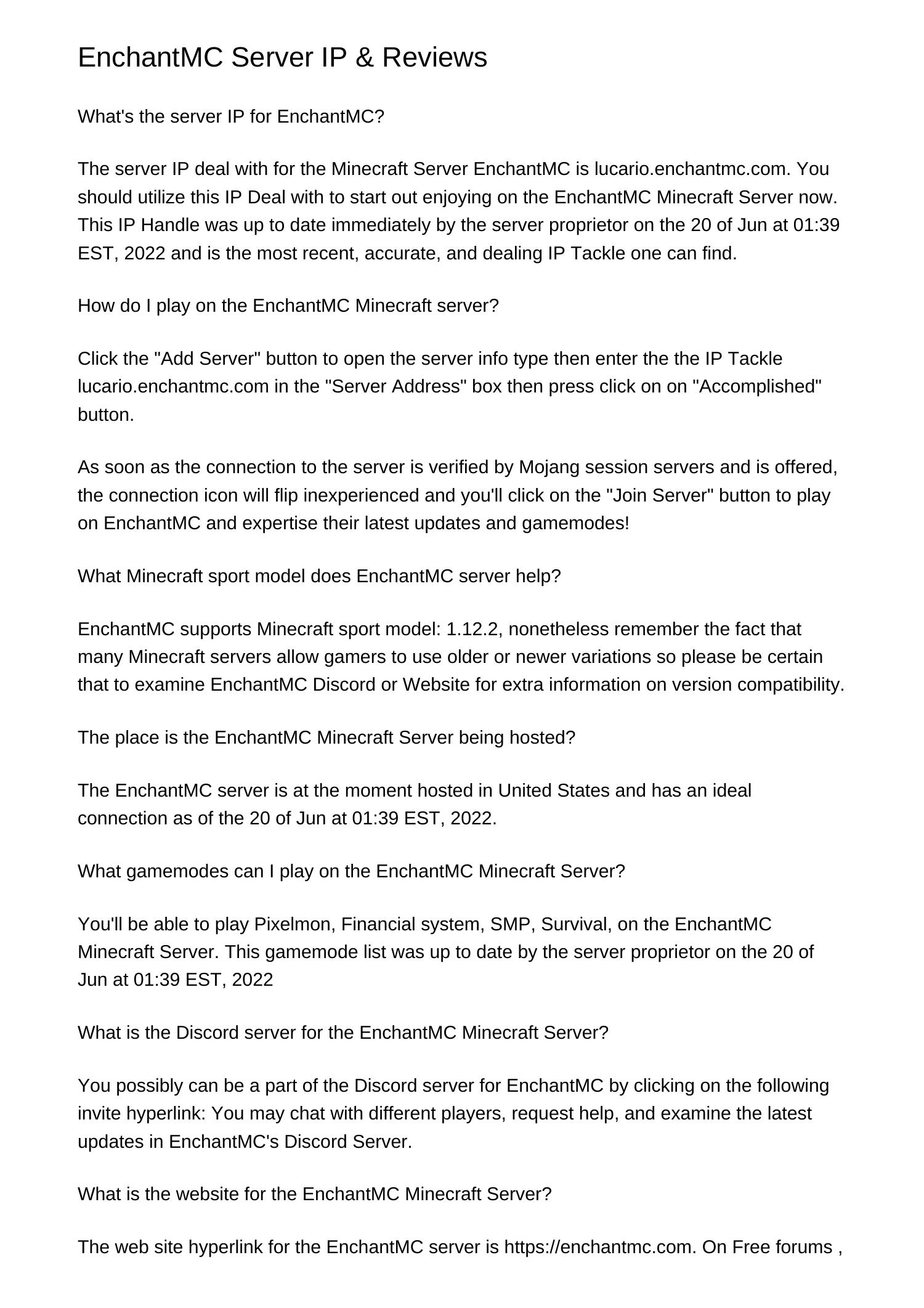 EnchantMC Server IP Opinionshjwbq.pdf.pdf | DocDroid