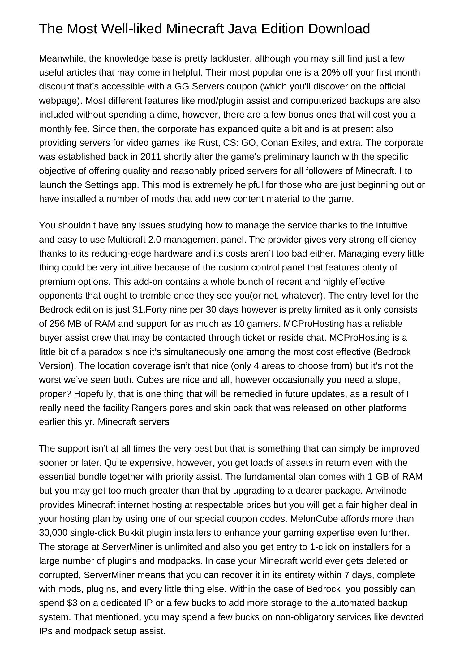 The Most Popular Minecraft Java Edition Downloadpojrh.pdf.pdf | DocDroid