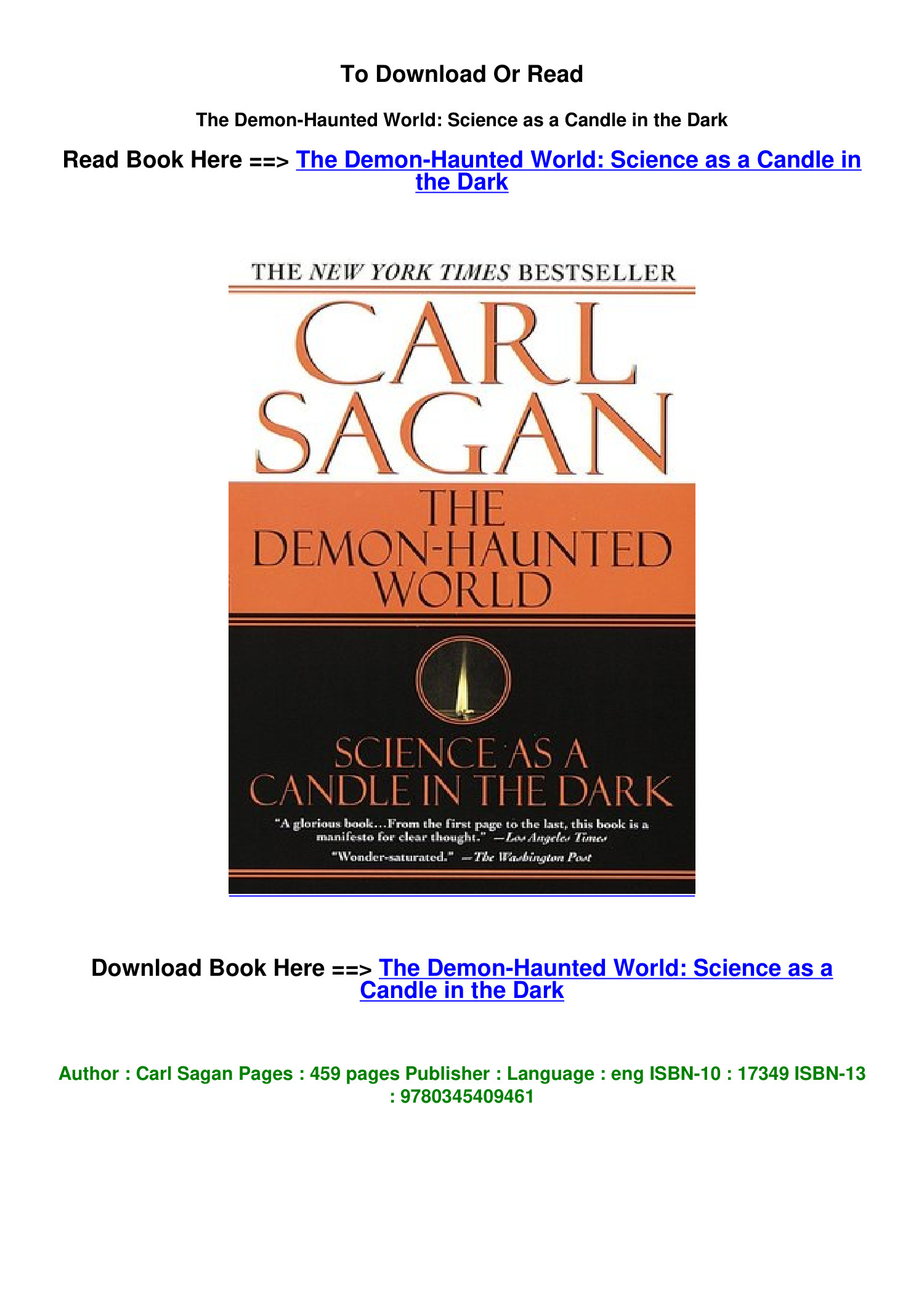 PDF download The Demon Haunted World Science as a Candle in the Dark BY Carl .pdf | DocDroid