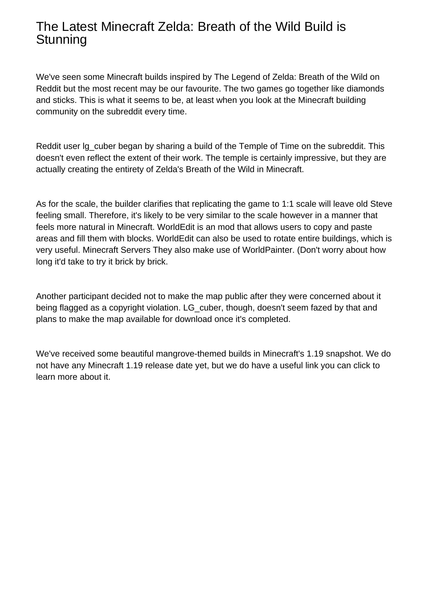 The Most UptoDate Minecraft Zelda Breath of the Wild Build is ...