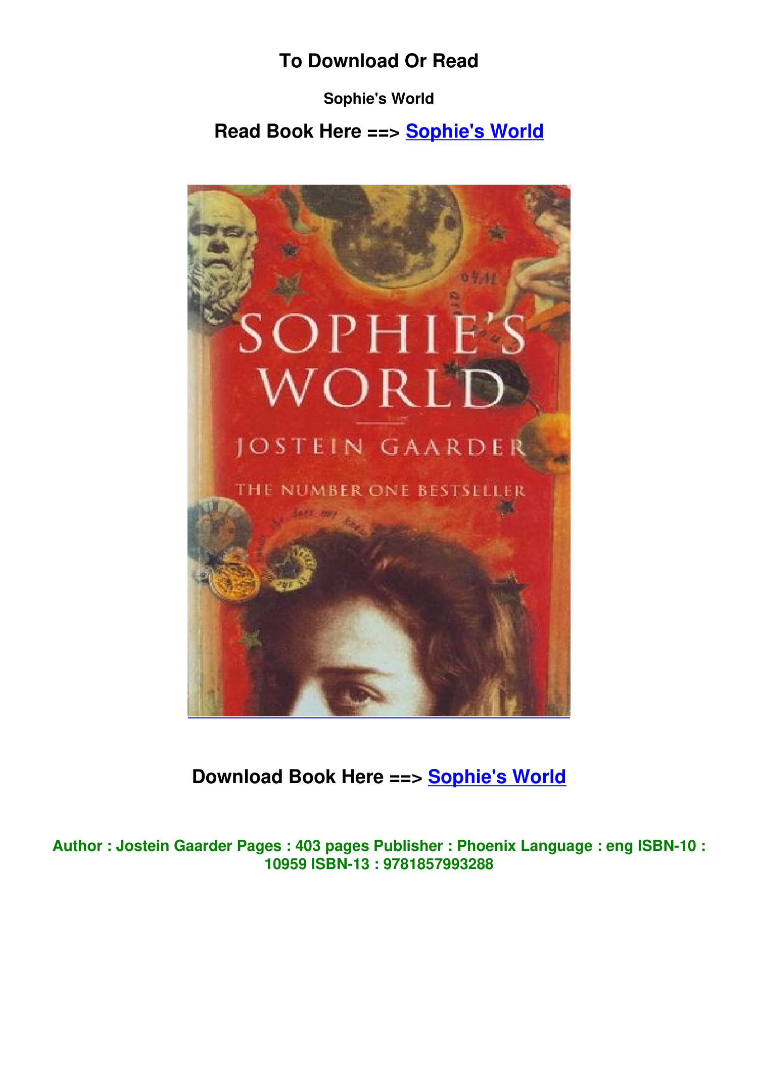 ePub download Sophie s World By Jostein Gaarder.pdf | DocDroid
