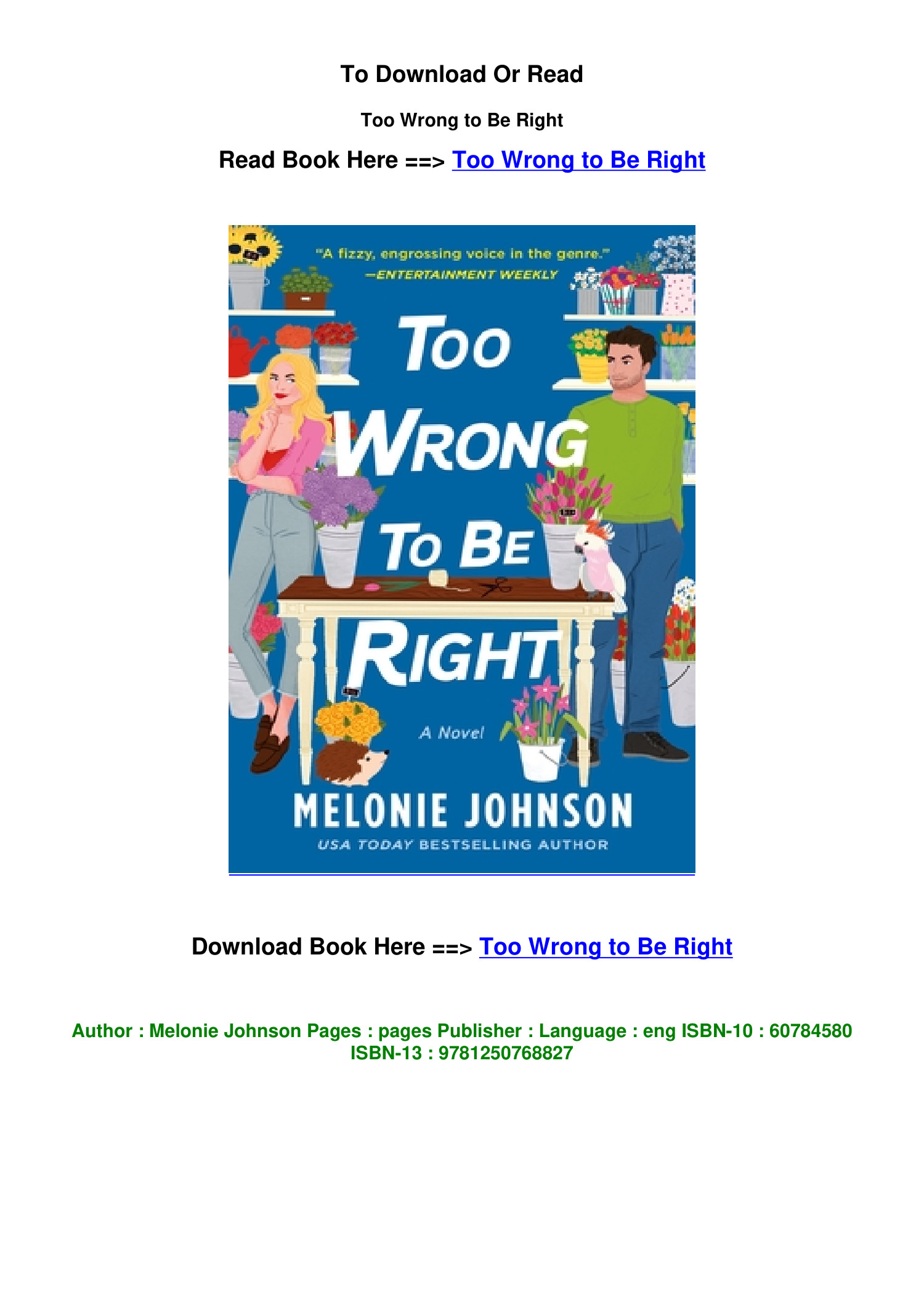 DOWNLOAD PDF Too Wrong to Be Right By Melonie Johnson.pdf | DocDroid