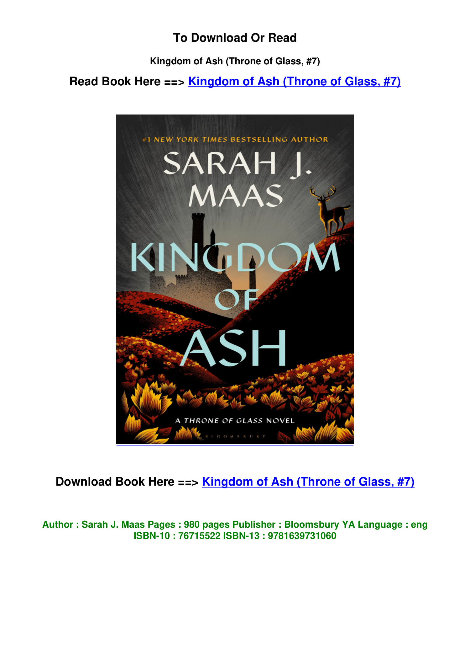 DOWNLOAD EPub Kingdom of Ash Throne of Glass 7 BY Sarah J Maas.pdf ...