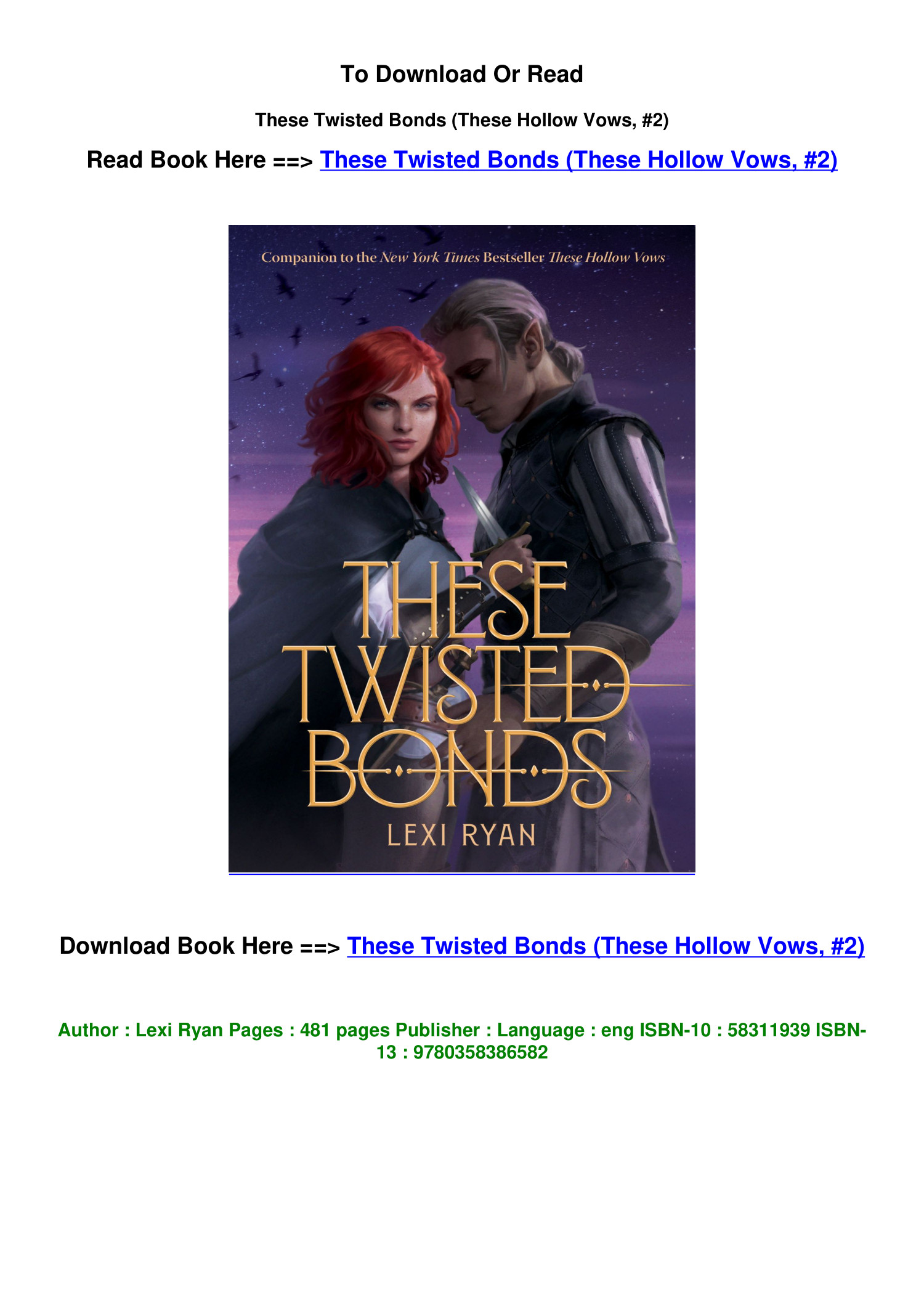 DOWNLOAD PDF These Twisted Bonds These Hollow Vows 2 By Lexi Ryan.pdf | DocDroid