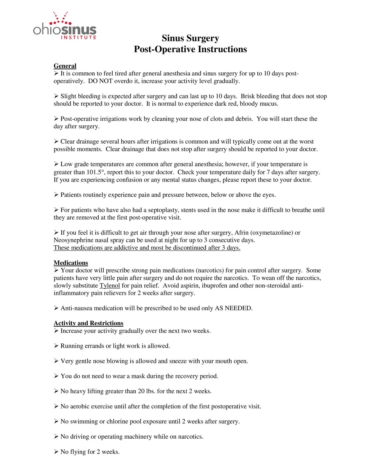 Sinus Surgery Post Op Instructions pdf DocDroid Sinus Surgery Post Op Instructions pdf DocDroid