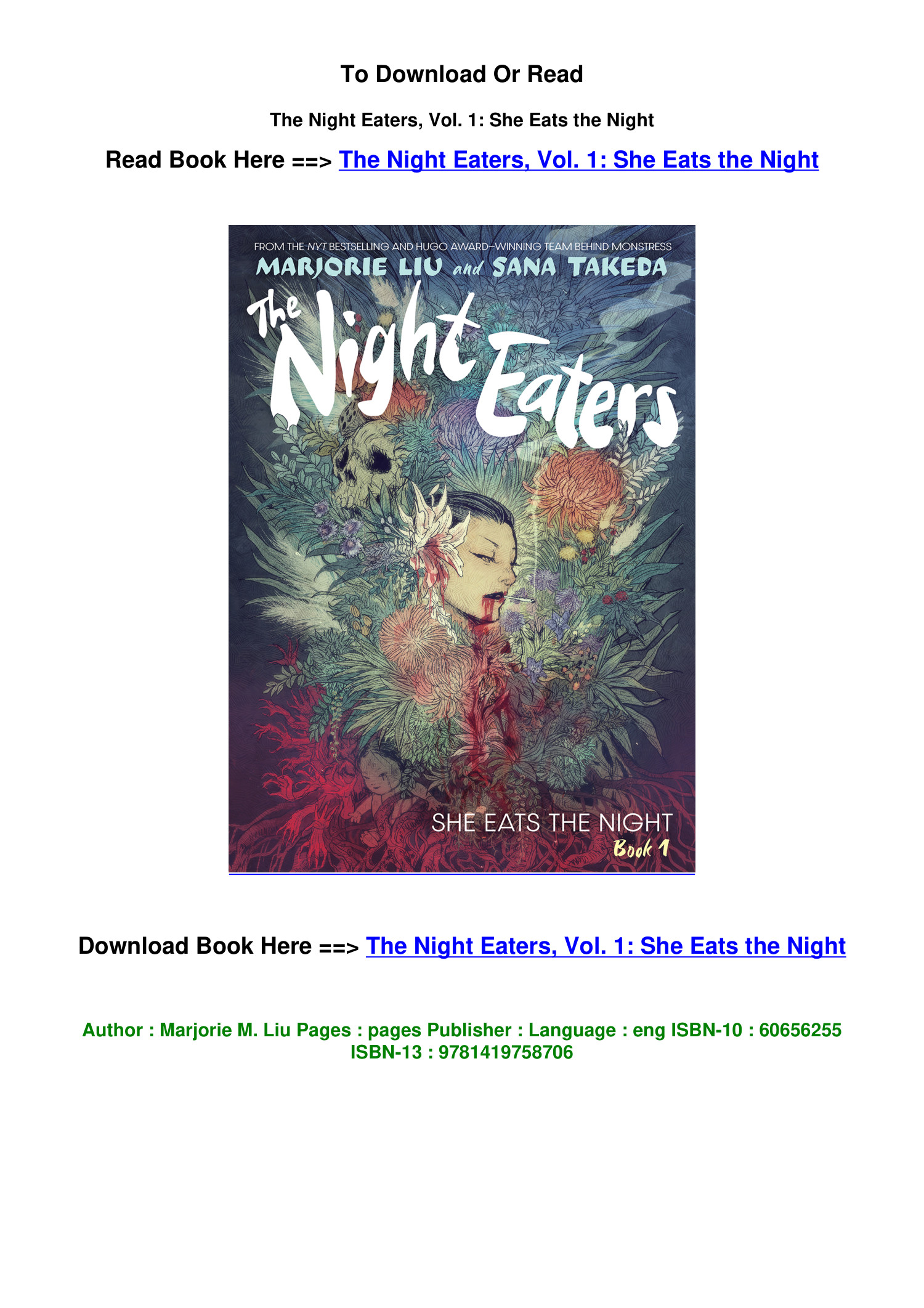DOWNLOAD epub The Night Eaters Vol 1 She Eats the Night BY Marjorie M Liu.pdf | DocDroid