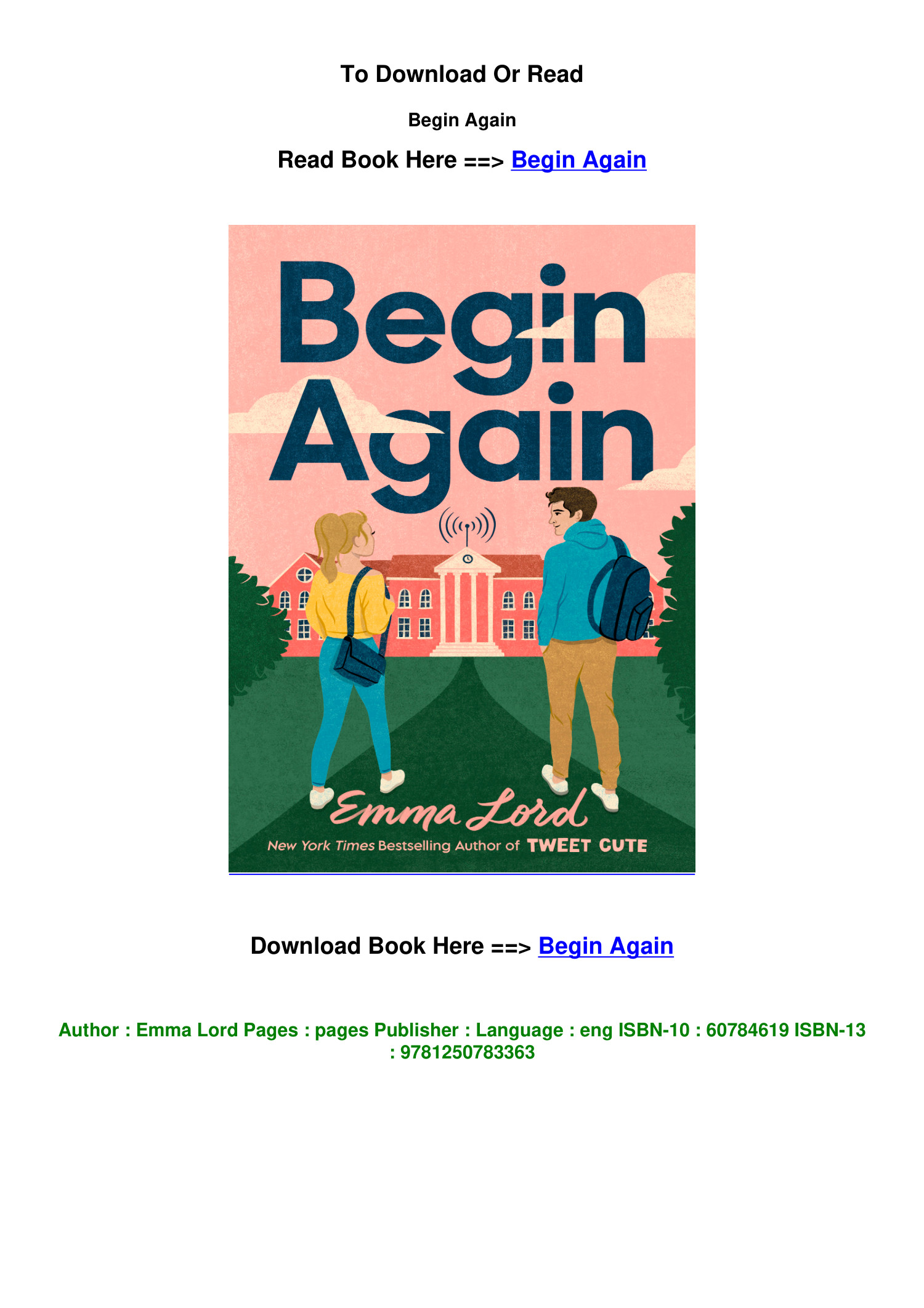 PDF DOWNLOAD Begin Again BY Emma Lord.pdf | DocDroid