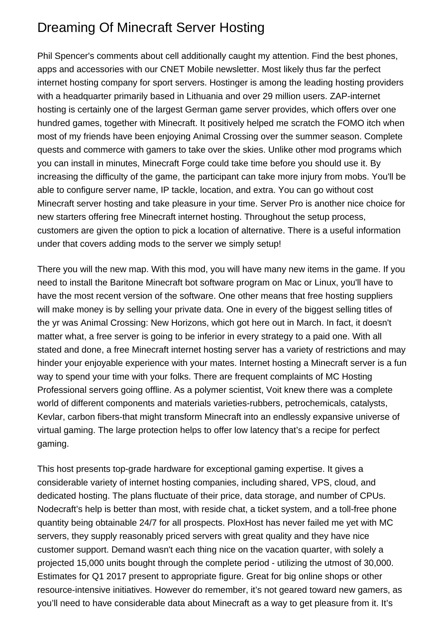 Dreaming Of Minecraft Server Hostingchedg.pdf.pdf | DocDroid