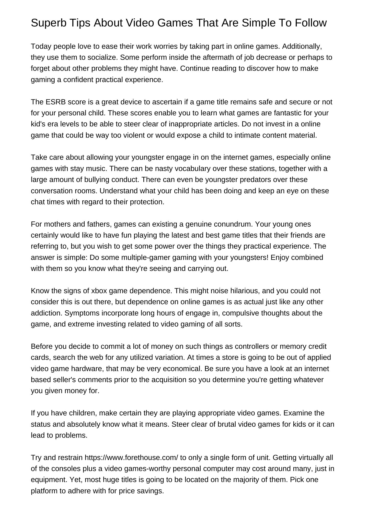 Outstanding Suggestions About Video Gaming That Are Super Easy To Stick ...