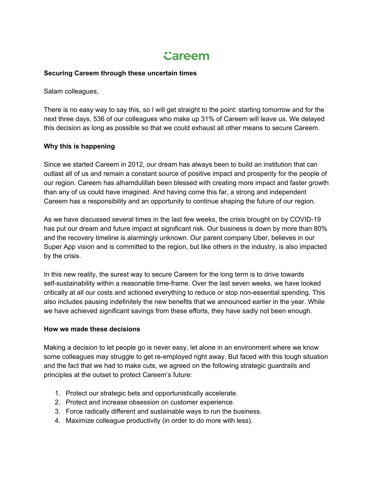 Careem CEO note to staff May 4.pdf | DocDroid