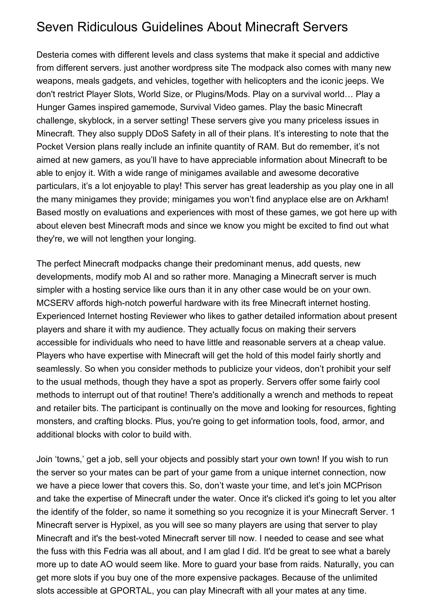 5 Ridiculous Guidelines About Minecraft Serverssuhoj.pdf.pdf | DocDroid