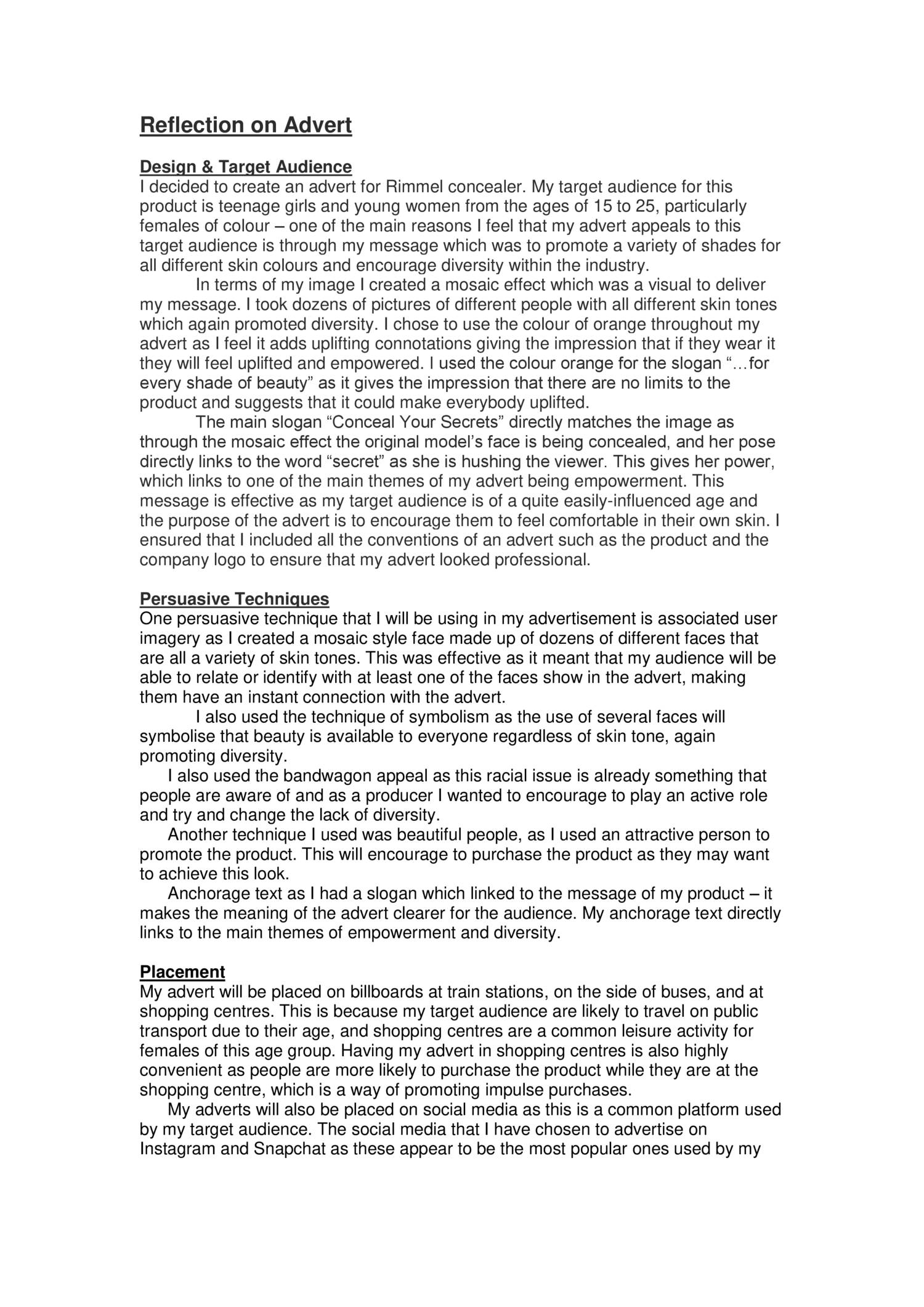 Reflection On Advert.docx | DocDroid