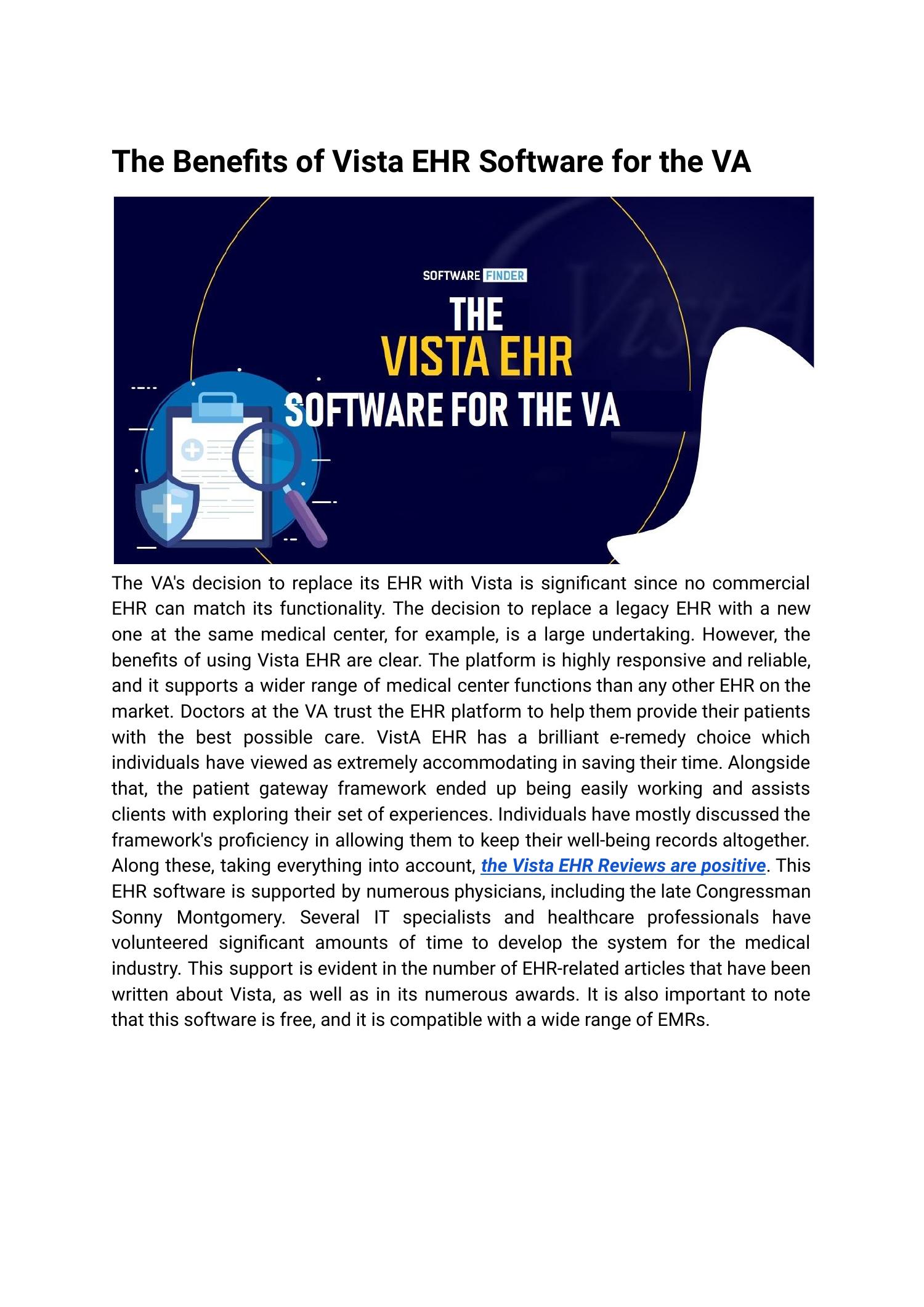 The Benefits of Vista EHR Software for the VA.pdf | DocDroid
