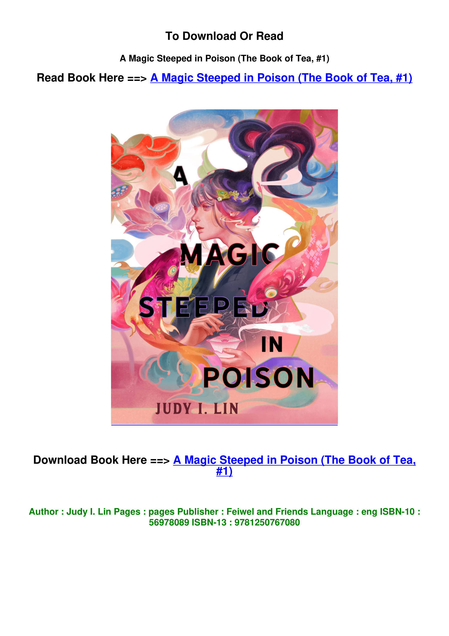 pdf download A Magic Steeped in Poison The Book of Tea 1 By Judy I Lin.pdf | DocDroid