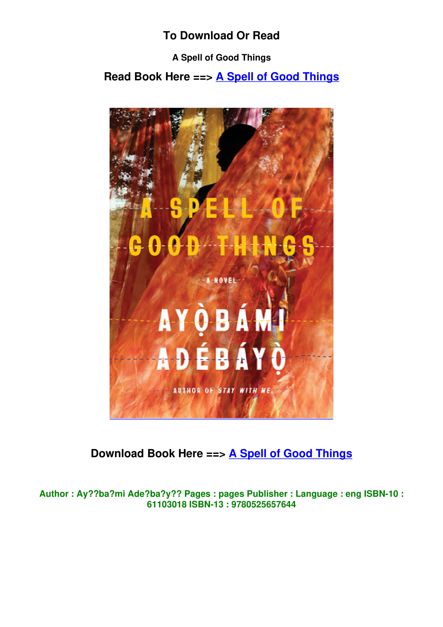 Download pdf A Spell of Good Things BY Ay ba mi Ade ba y .pdf | DocDroid