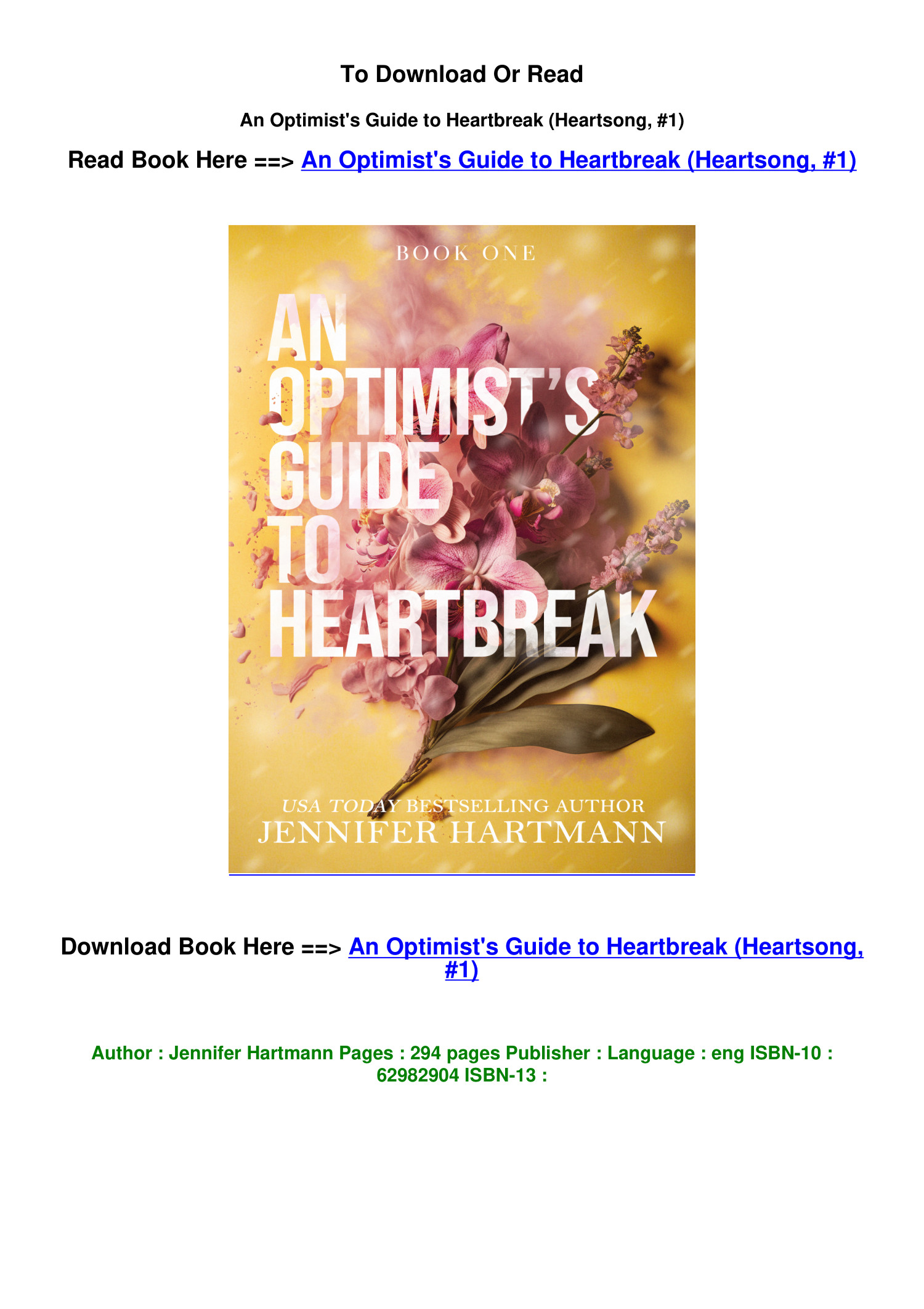 Download Pdf An Optimist s Guide to Heartbreak Heartsong 1 BY Jennifer .pdf | DocDroid