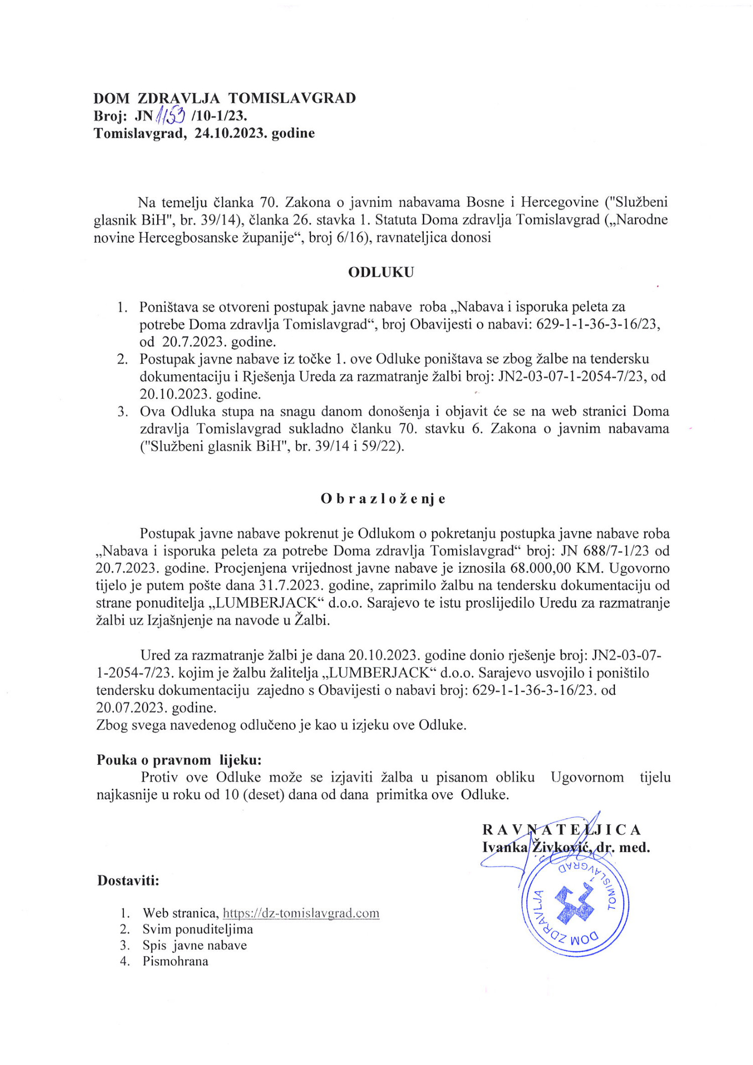 ODLUKA O PONIŠTENJU POSTUPKA NABAVE.pdf | DocDroid