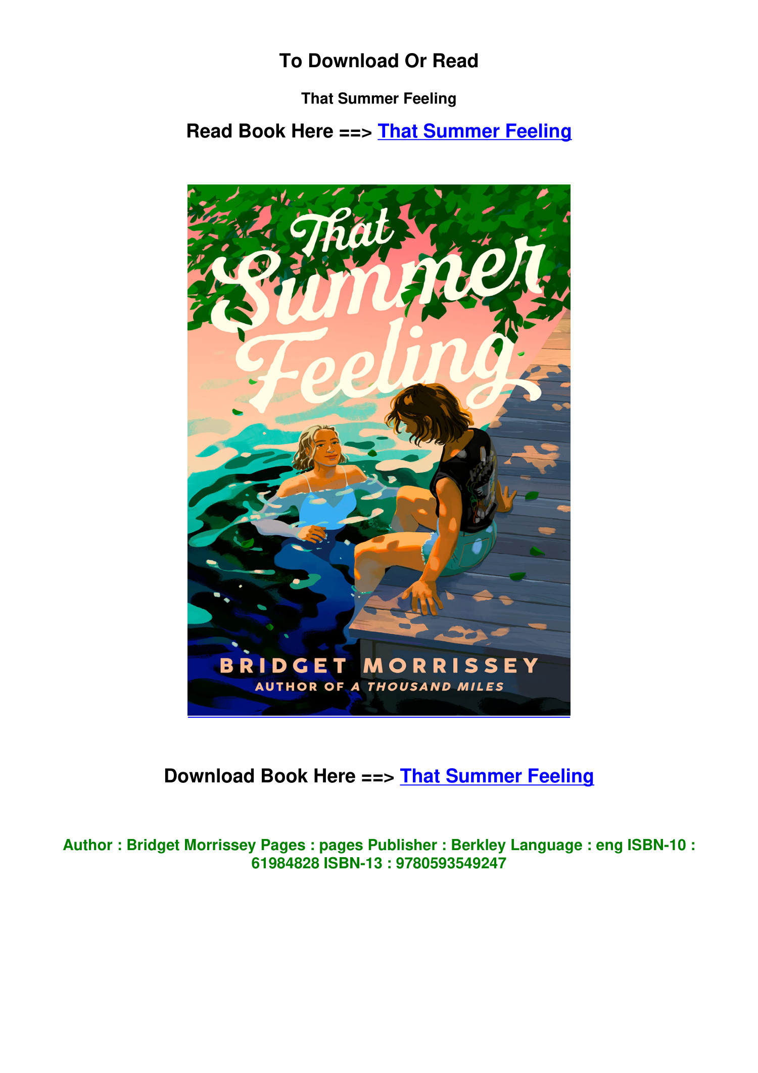 Download PDF That Summer Feeling By Bridget Morrissey.pdf | DocDroid