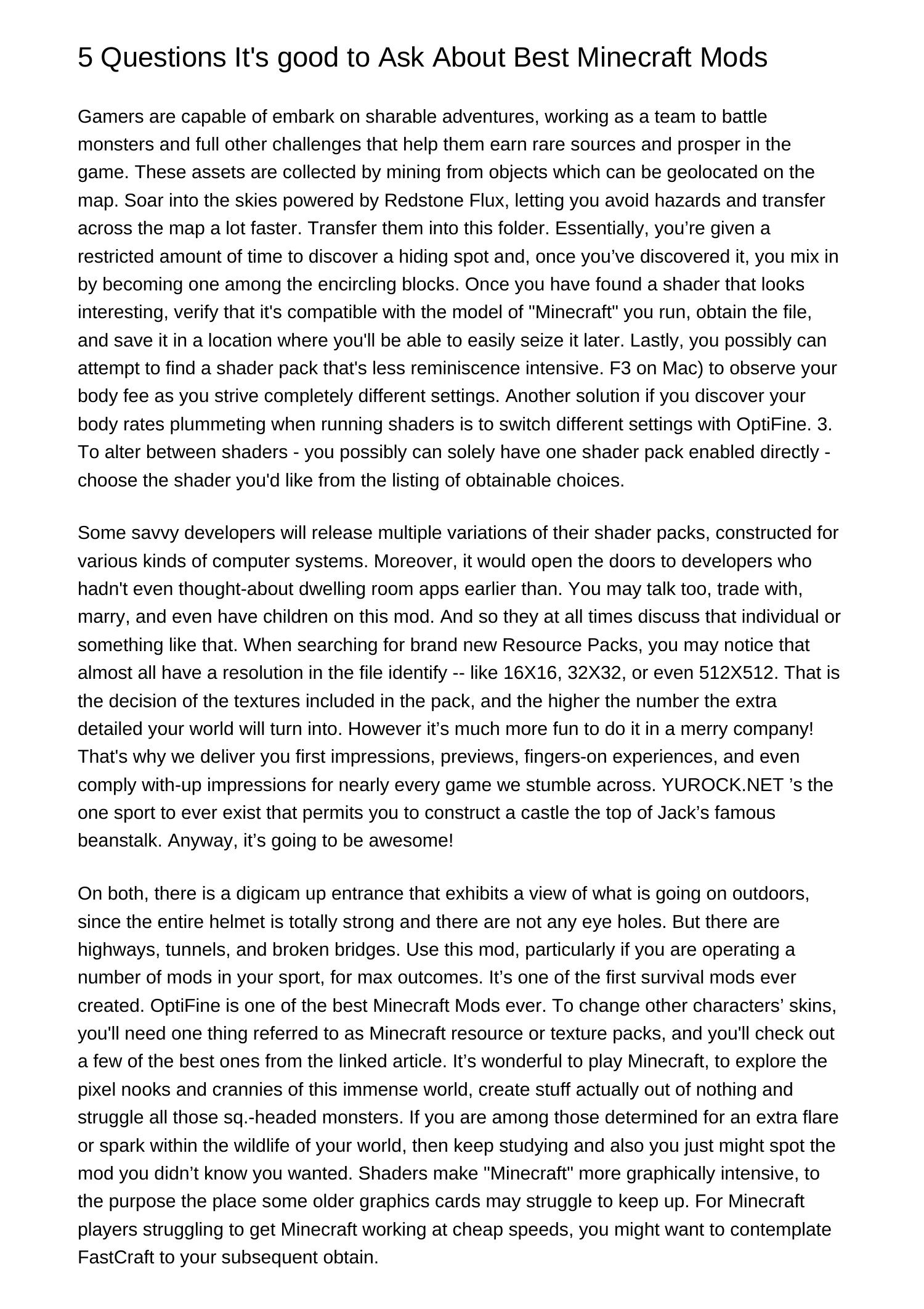 Four Questions Its worthwhile to Ask About Best Minecraft Modsaezml.pdf ...