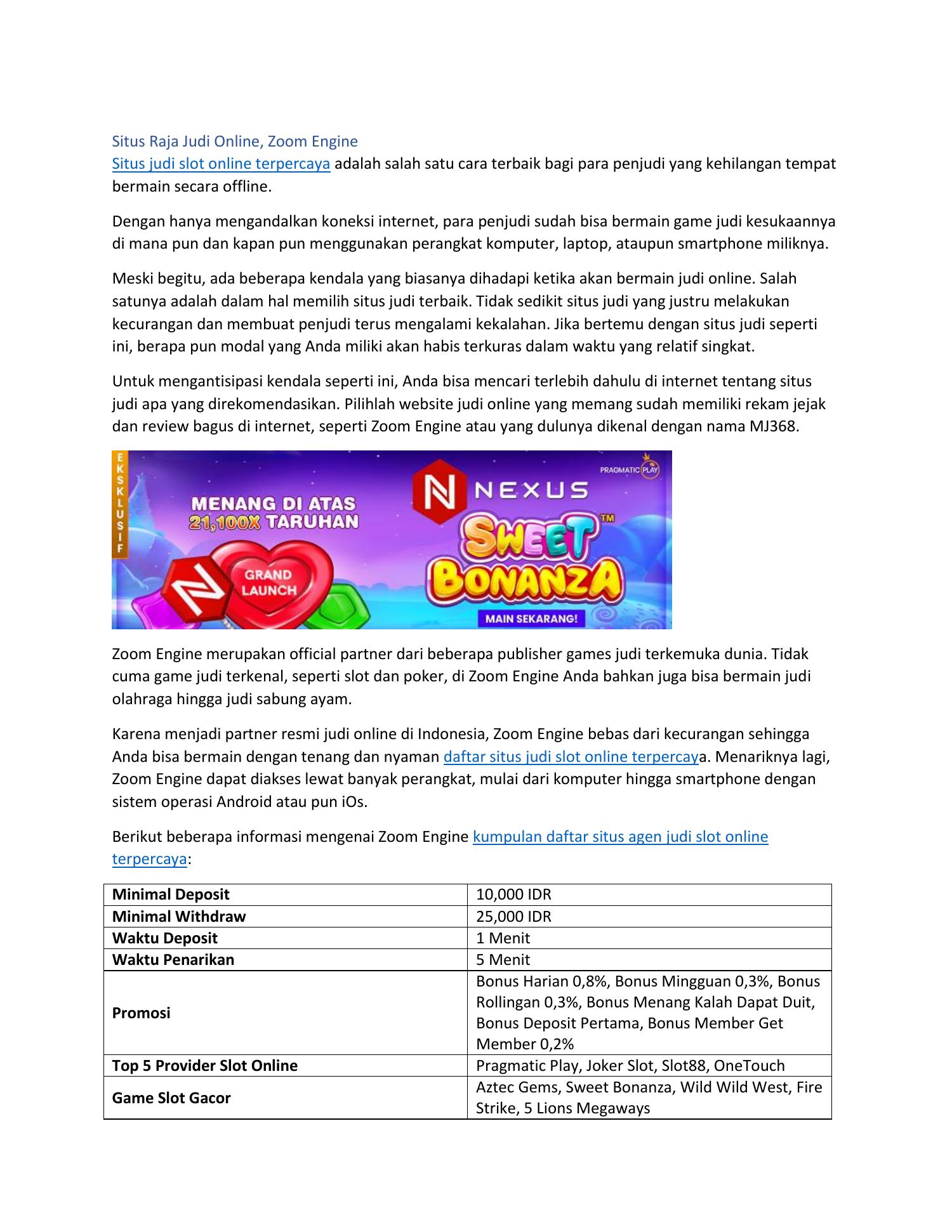 Zoom Engine Daftar 12 Provider Judi Slot Online Terbaik.pdf | DocDroid