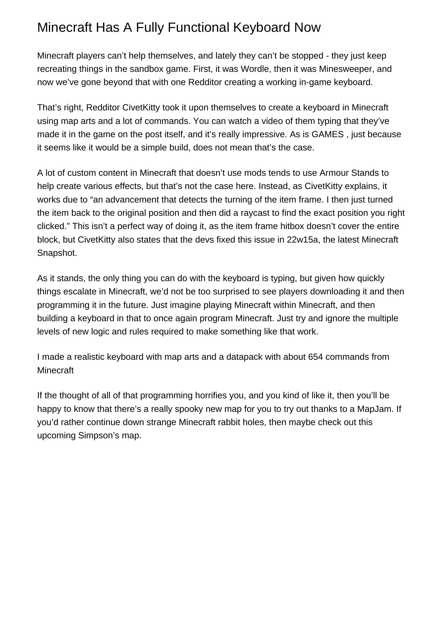 Minecraft Has A Fully Functional Keyboard Nowqcdey.pdf.pdf | DocDroid