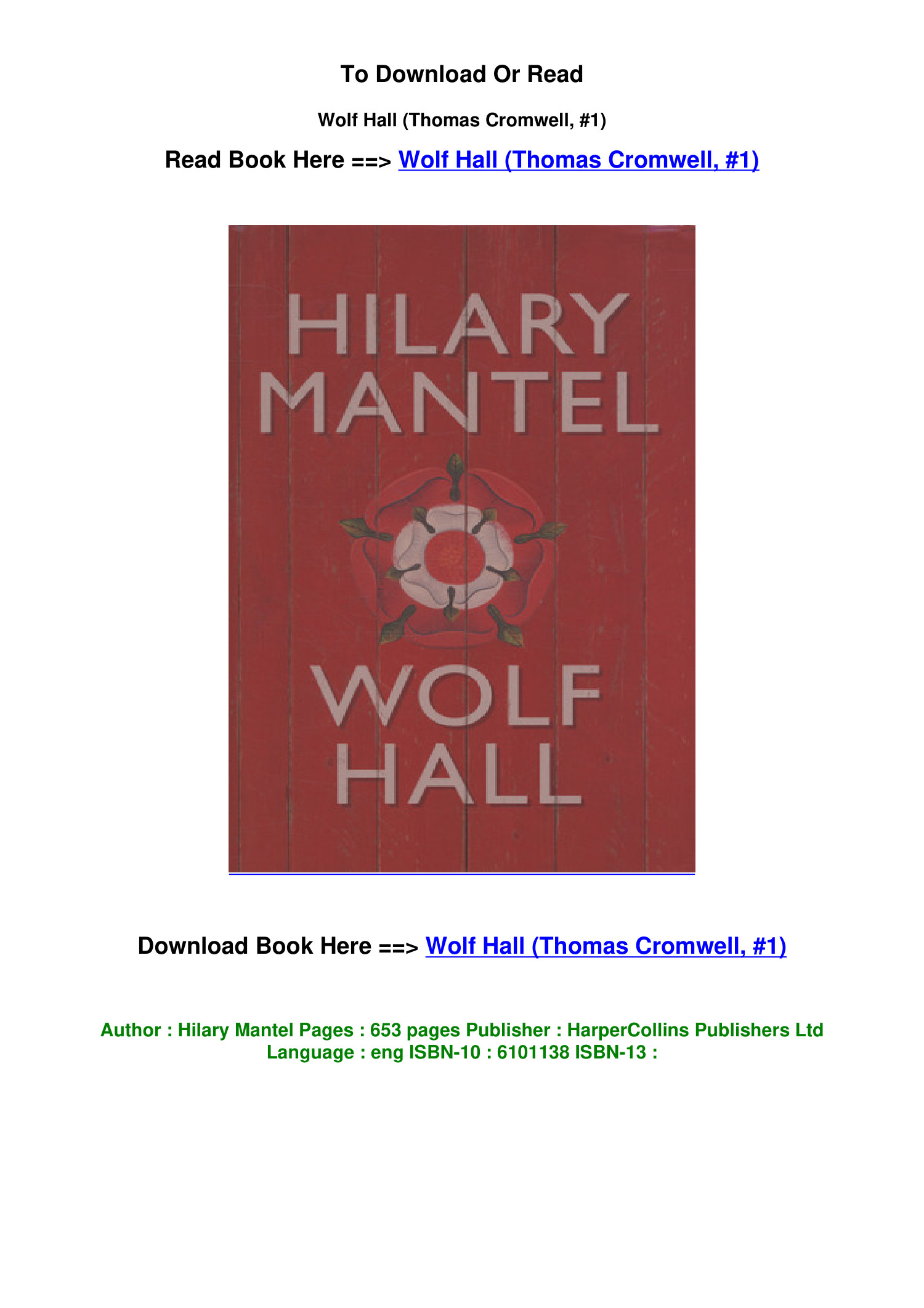Download pdf Wolf Hall Thomas Cromwell 1 BY Hilary Mantel.pdf | DocDroid