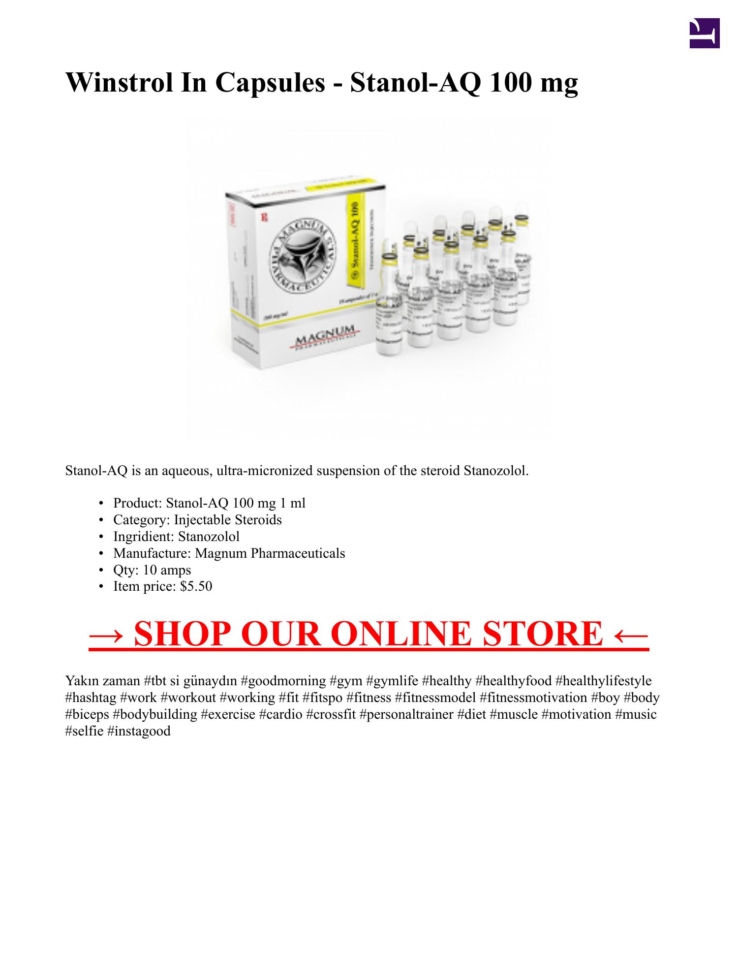 Winstrol In Capsules - Stanol-AQ 100 mg 10 amps 1 ml.pdf | DocDroid