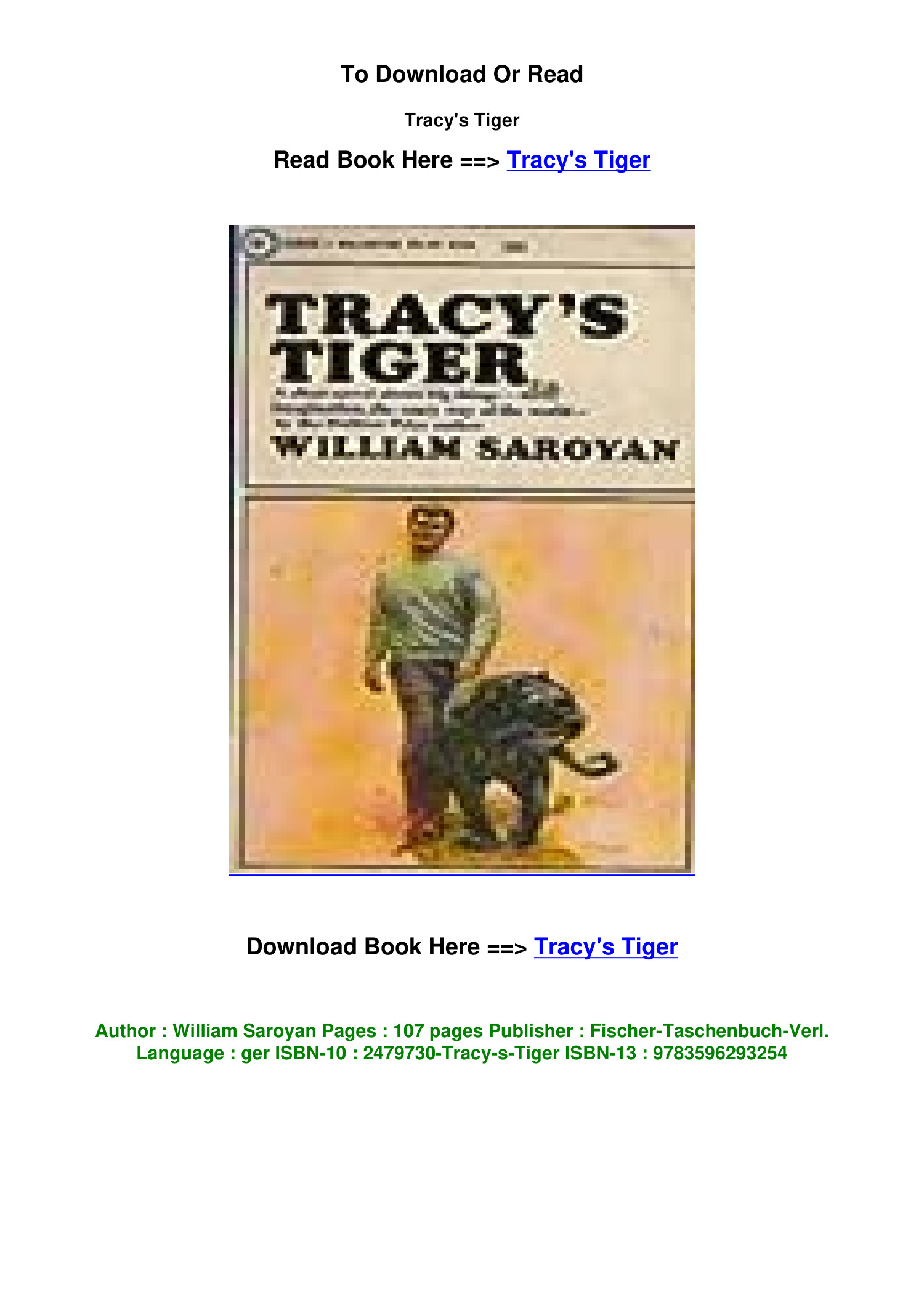 epub download Tracy s Tiger by William Saroyan.pdf | DocDroid