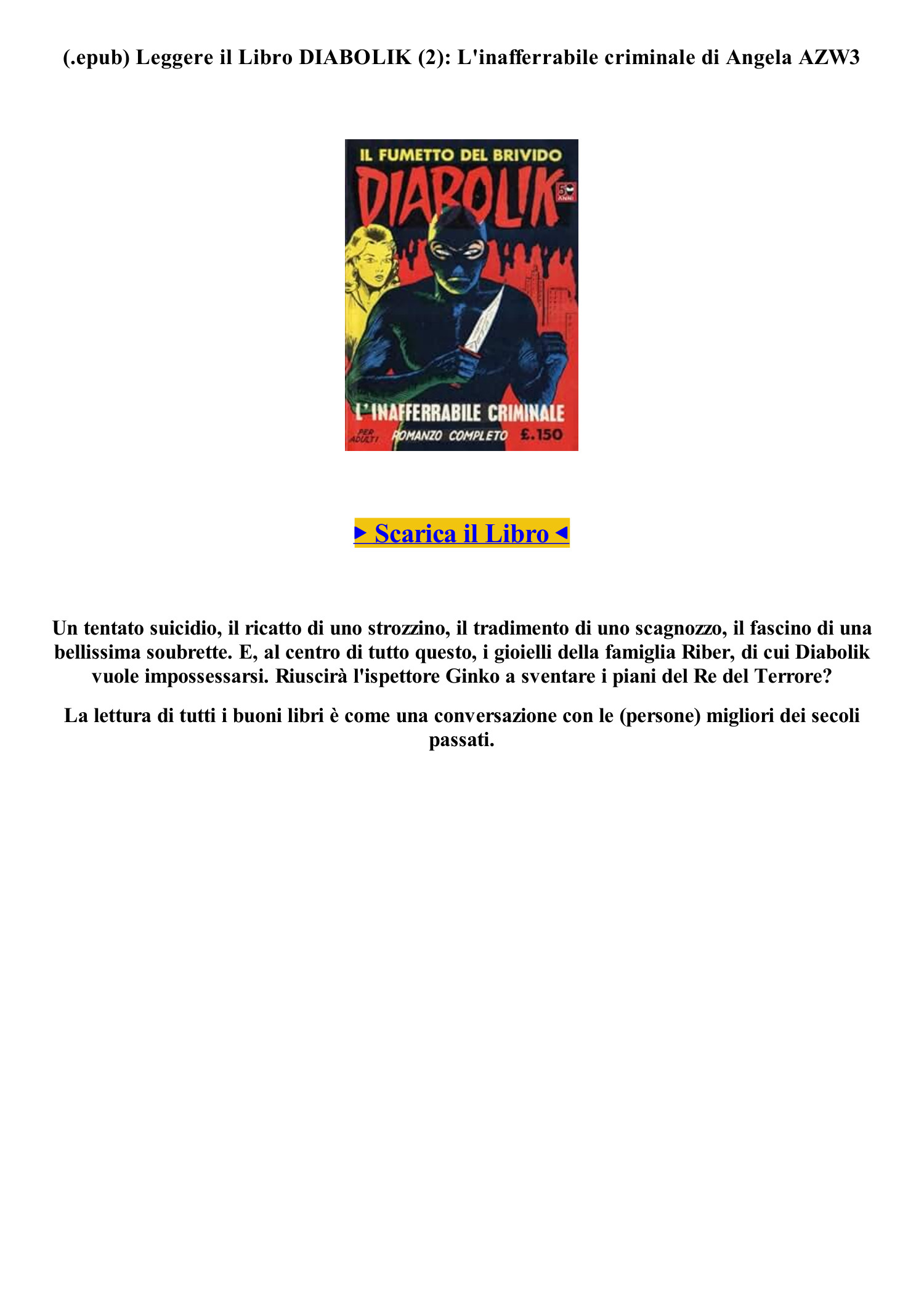 Leggere il Libro pdf DIABOLIK (2) L'inafferrabile criminale di Angela ...