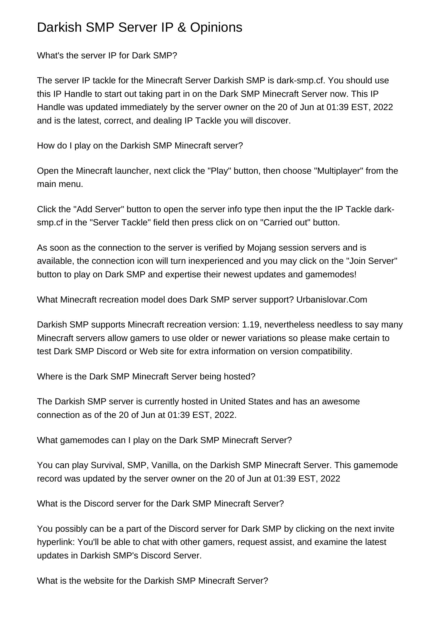 Darkish SMP Server IP Critiquesssafb.pdf.pdf | DocDroid