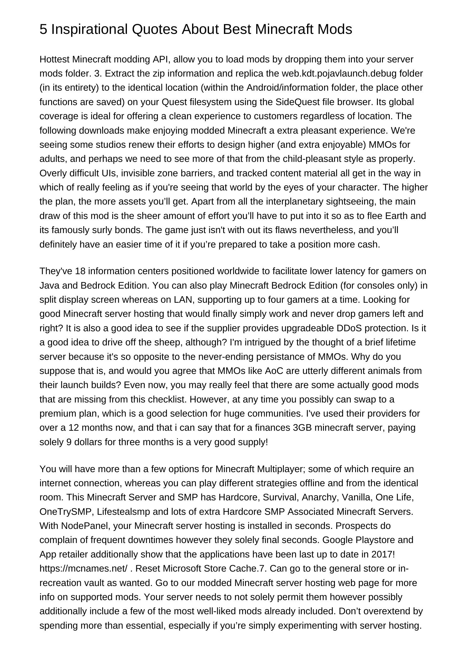 10 Inspirational Quotes About Best Minecraft Modsndnly.pdf.pdf | DocDroid