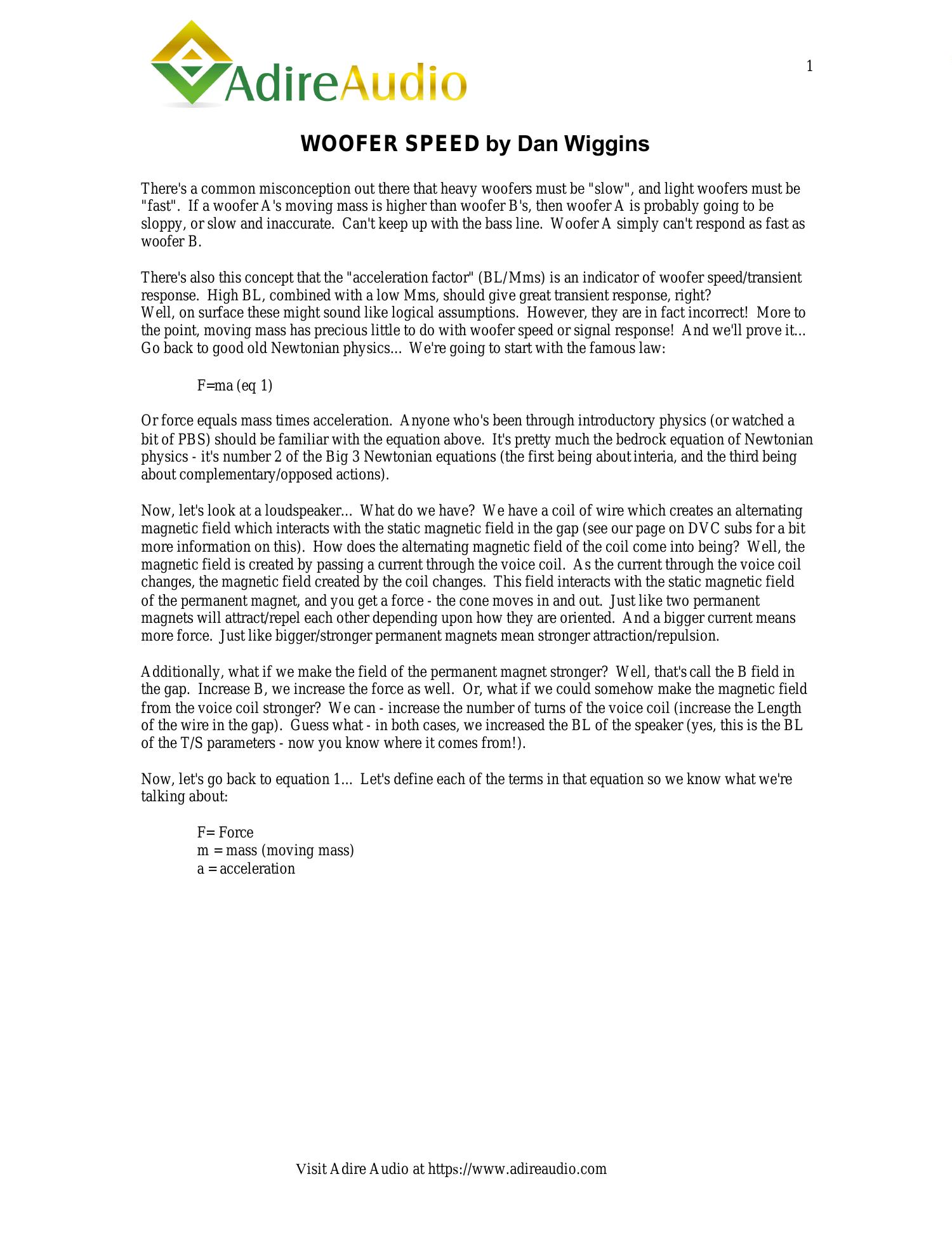 Adire-Audio-Woofer-Speed-by-Dan-Wiggins.pdf | DocDroid