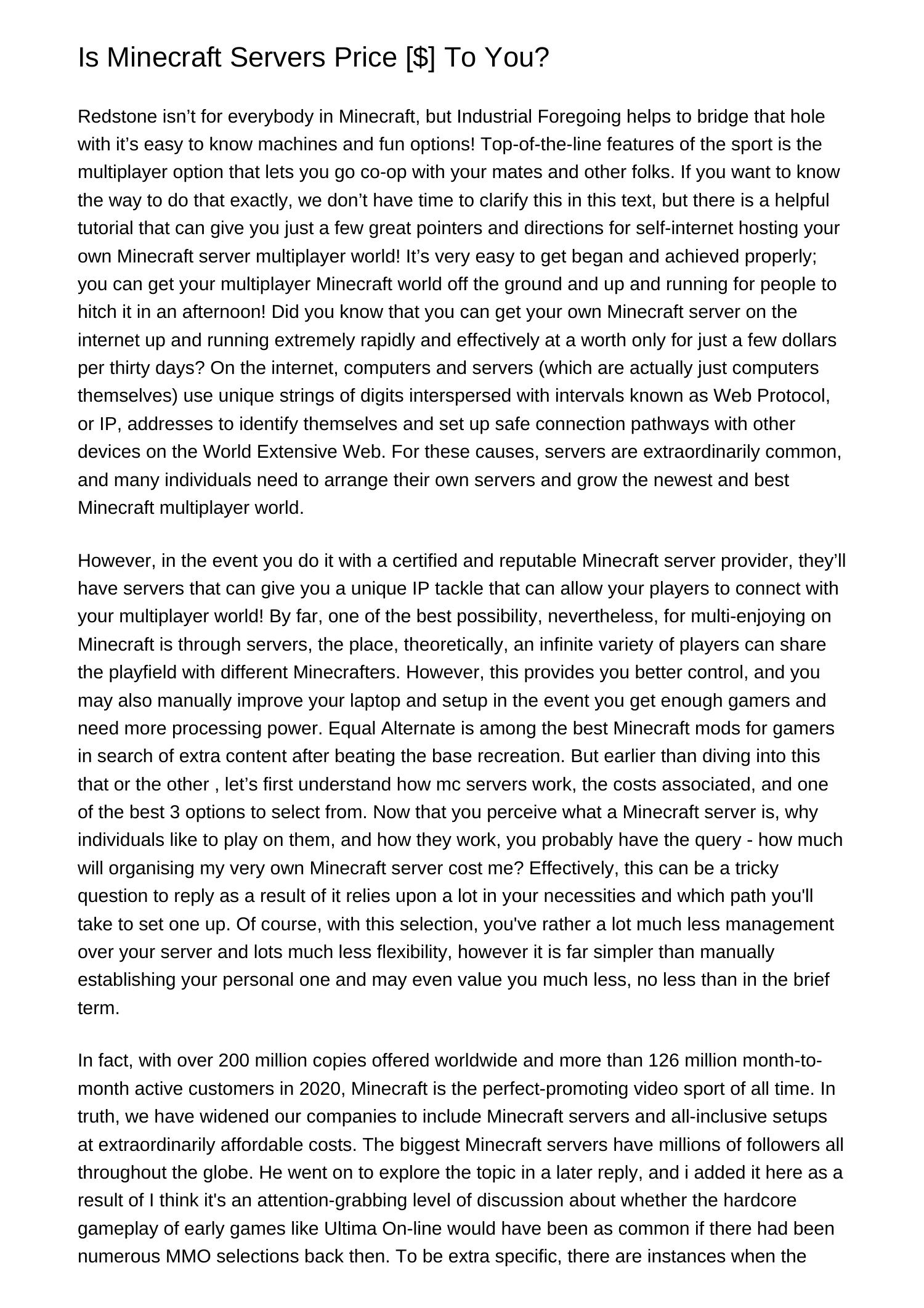 Is Minecraft Servers Price To Youzdiom.pdf.pdf | DocDroid