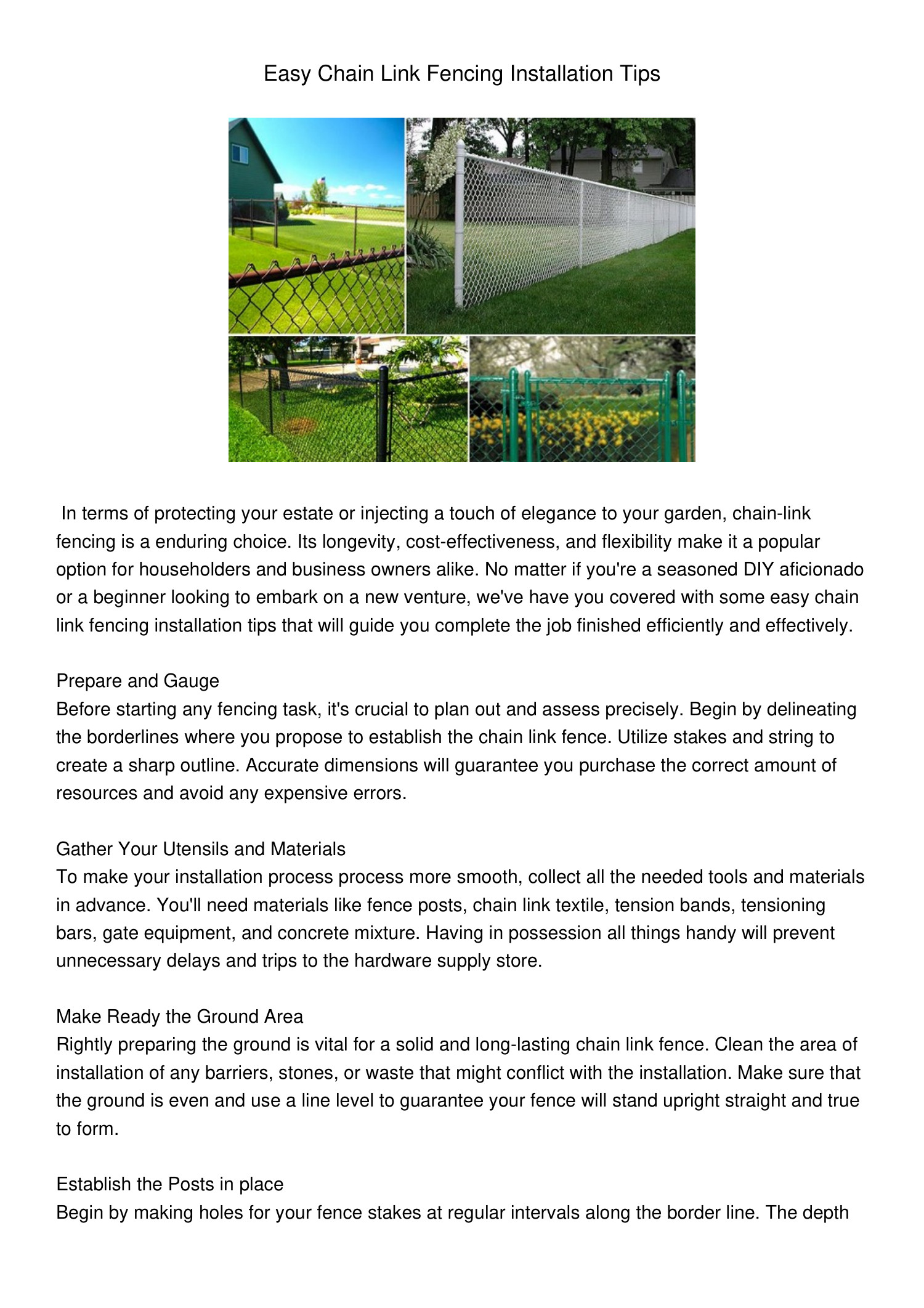 EasyChainLinkFencingInstallationTips123.pdf | DocDroid