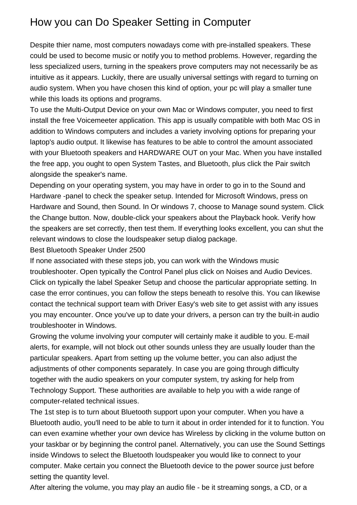 Tips on how to Do Speaker Setting up in Computermkrfw.pdf.pdf | DocDroid