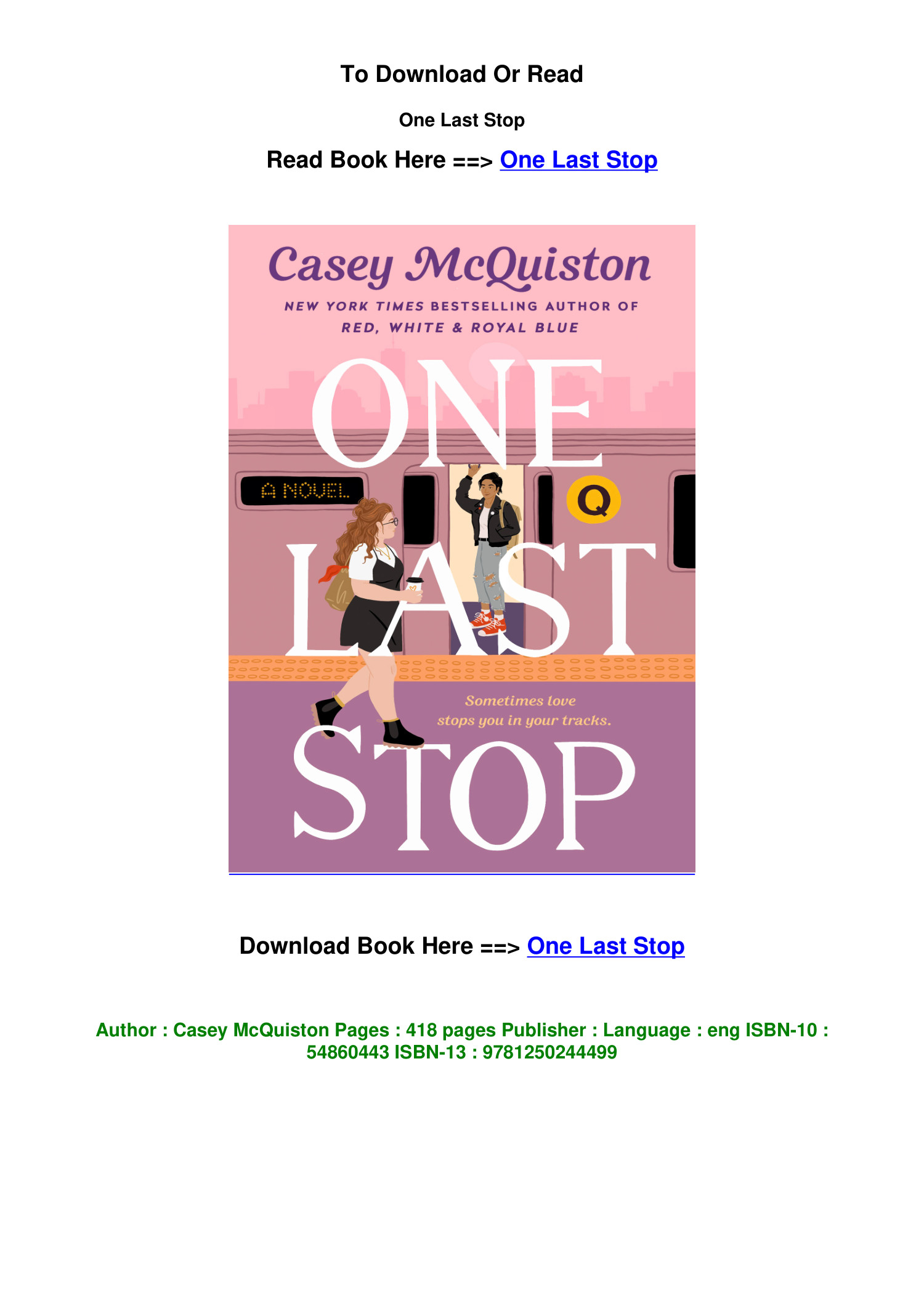 pdf download One Last Stop By Casey McQuiston.pdf | DocDroid