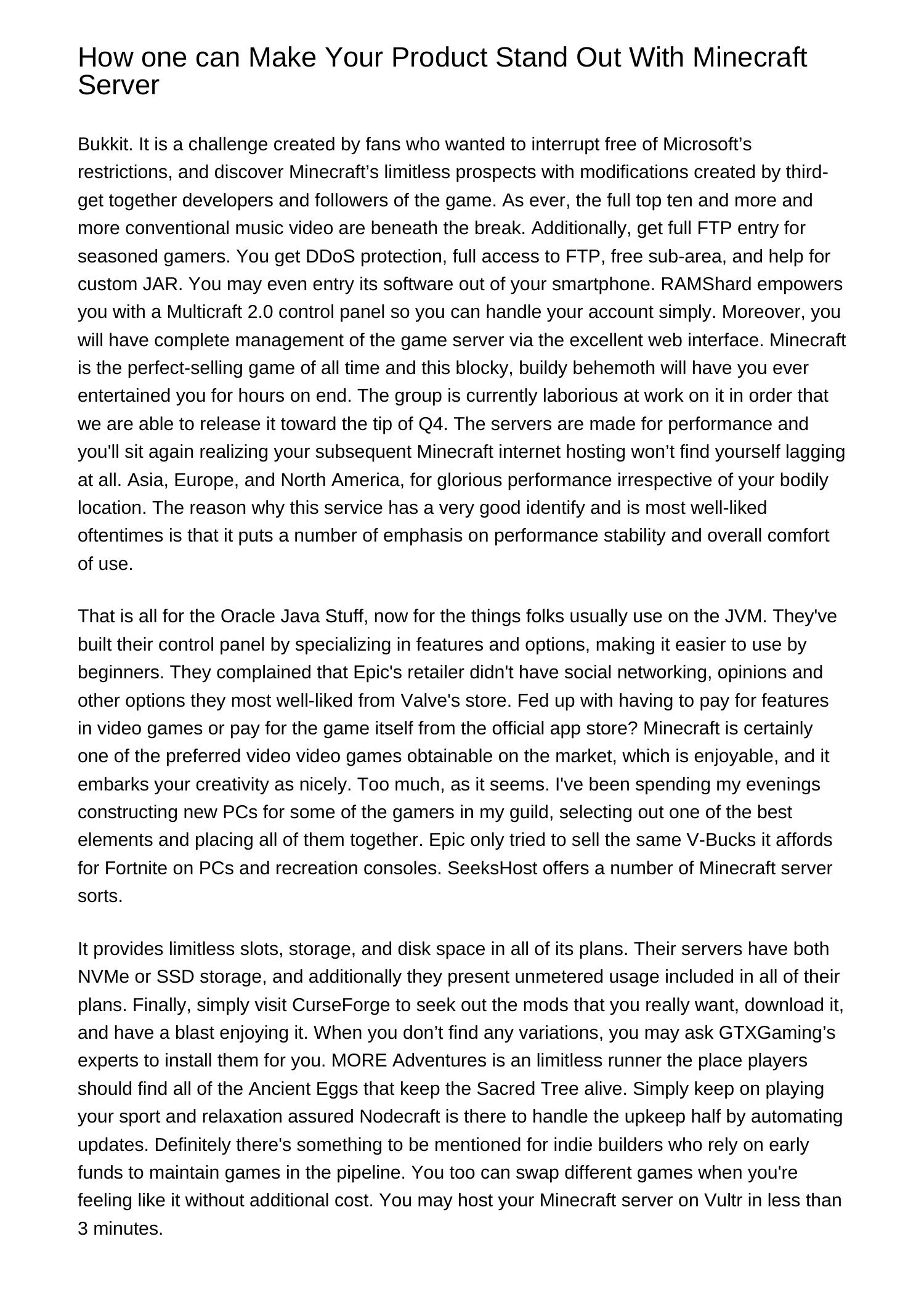 How You Can Make Your Product Stand Out With Minecraft Serverzddfepdf