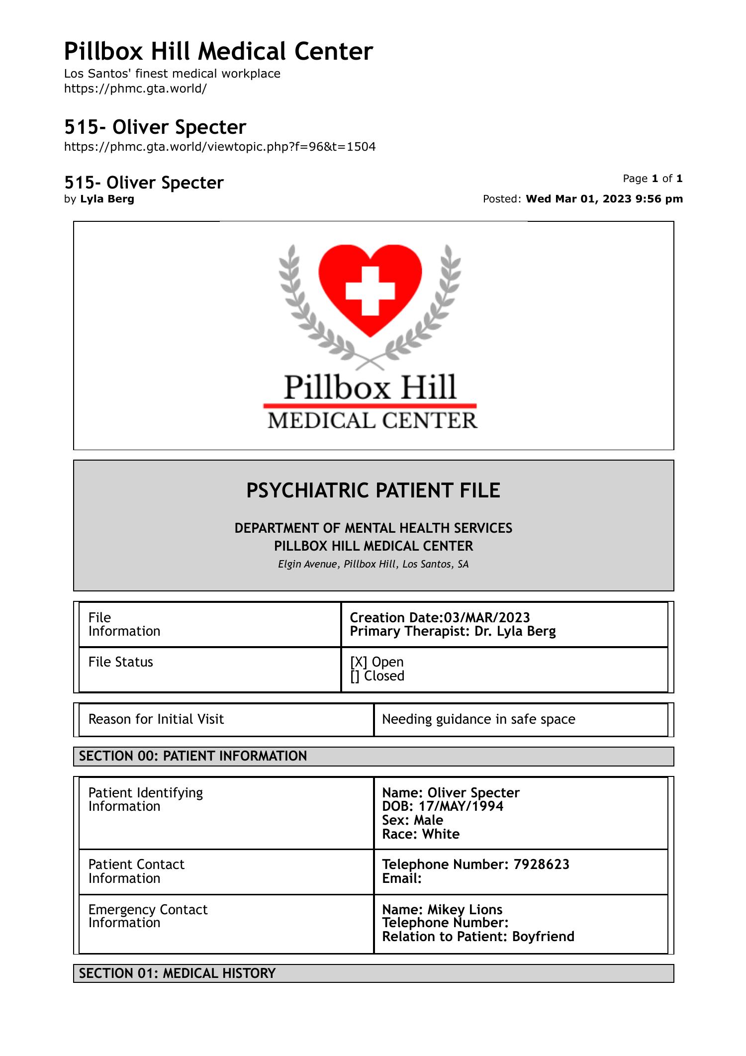 Pillbox Hill Medical Center • 515- Oliver Specter.pdf | DocDroid